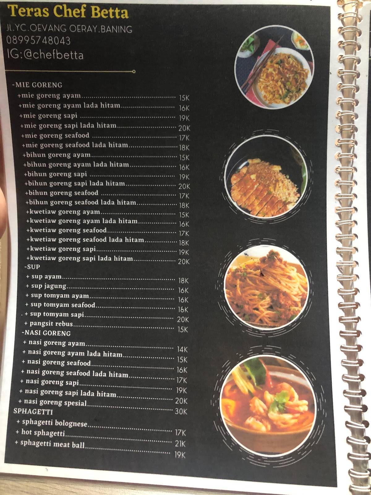 Menu at Teras Chef Betta restaurant, Sintang