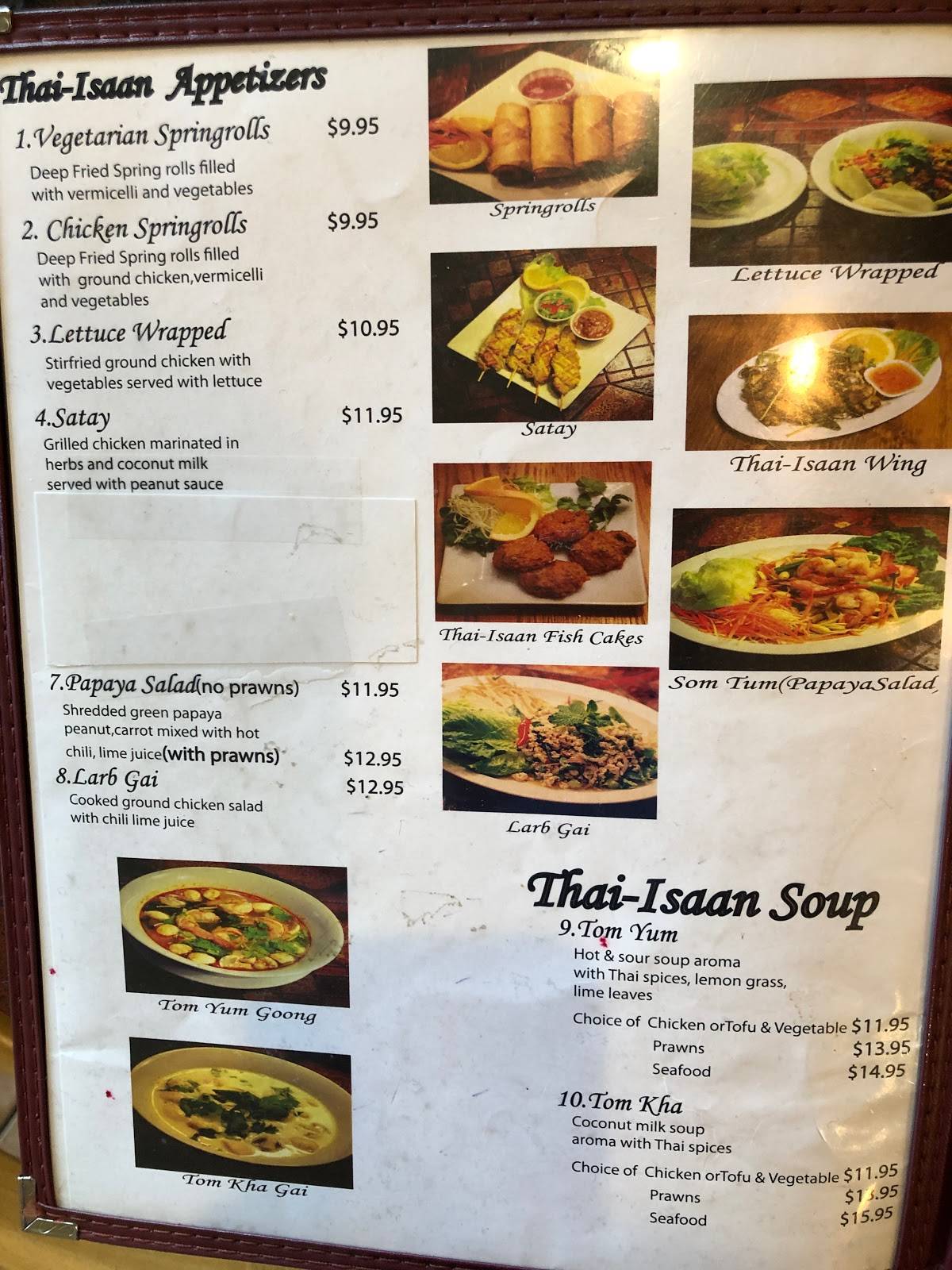 Menu at Thai-Isaan Cuisine and Café, Delta