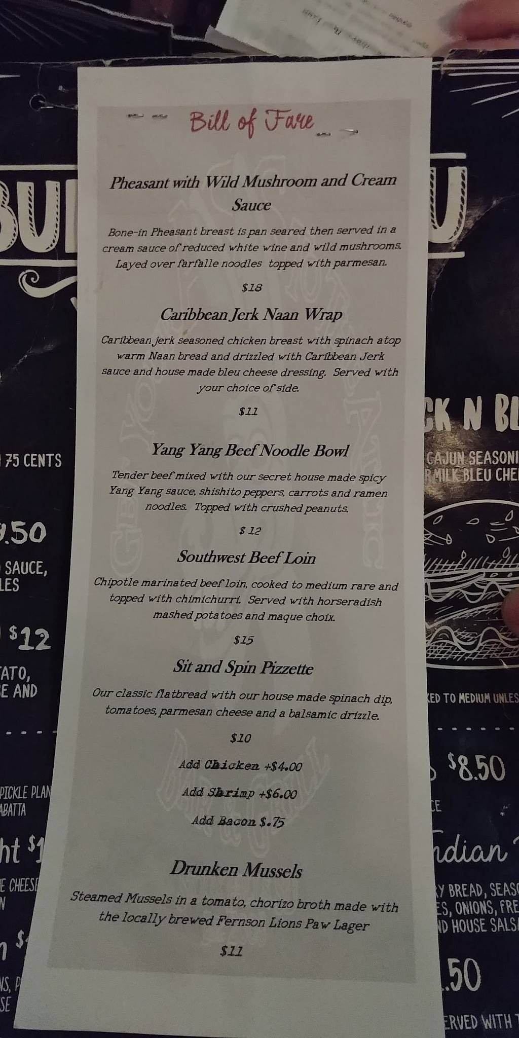 Menu at The Attic East Bar and Grill, Sioux Falls
