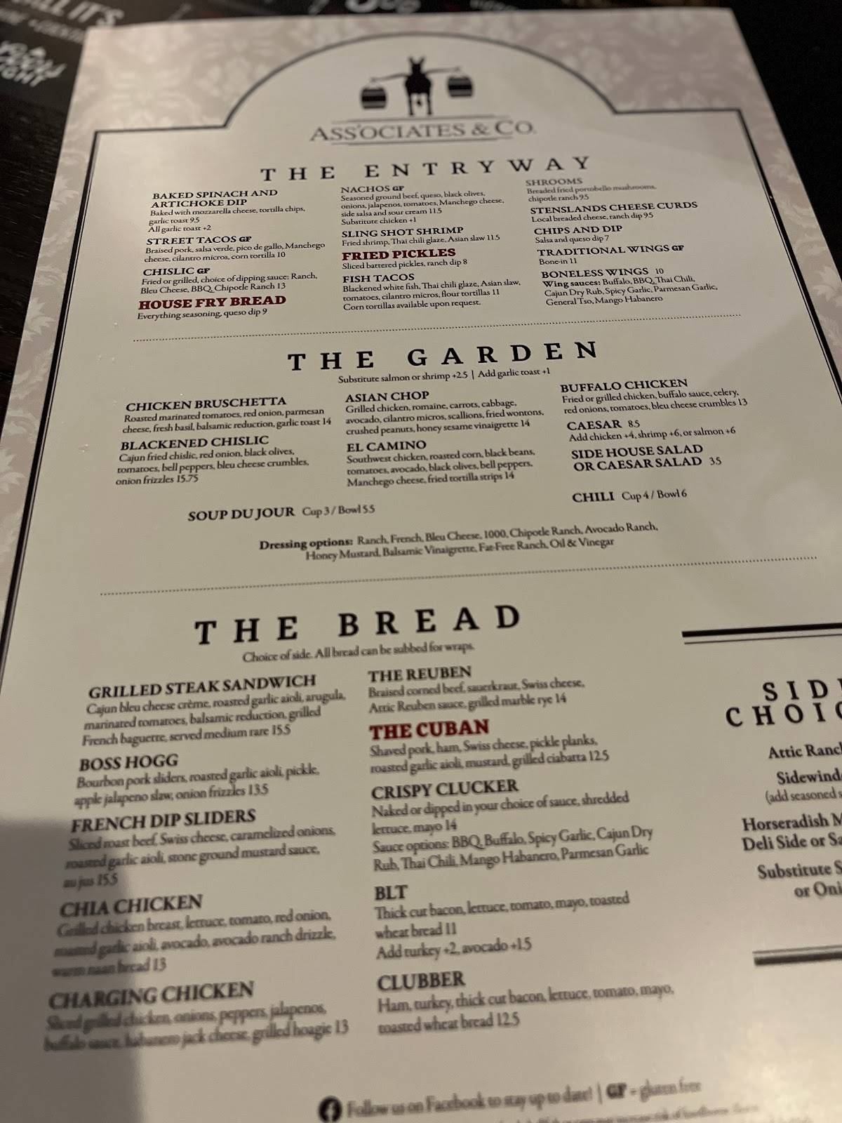 Menu at The Attic East Bar and Grill, Sioux Falls