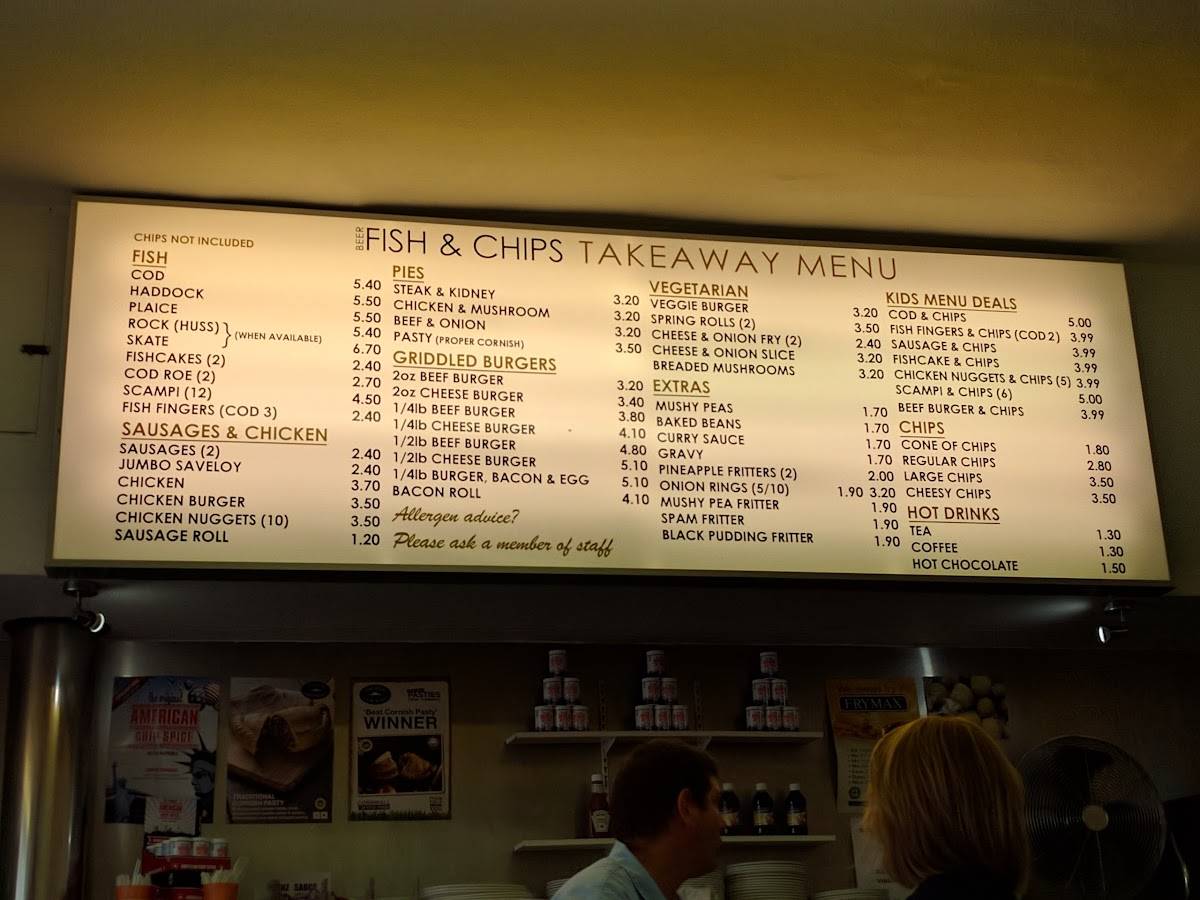 Menu at The Beer Fish & Chip Shop fast food, Seaton