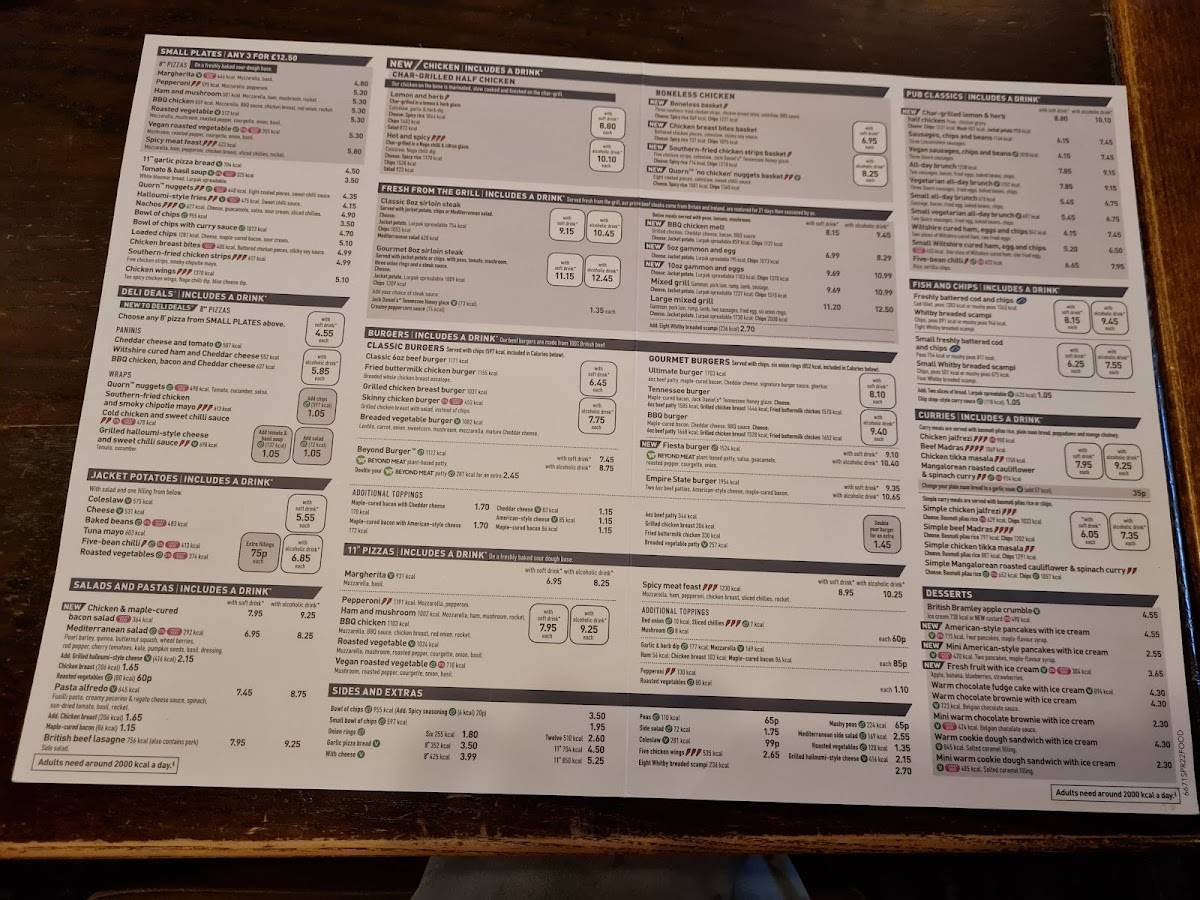 Menu at The Black Boy pub & bar, Newtown, 31-32 Broad St