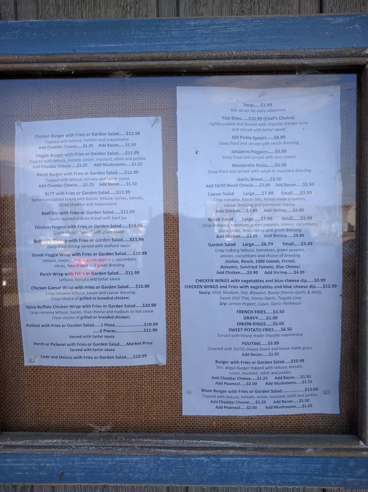 Menu at The Boat House Restaurant, Port Rowan
