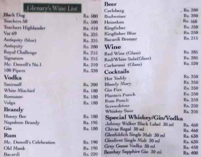 Menu at The Buzz, Darjeeling