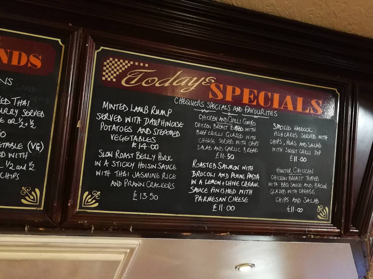 Menu at The Chequers Inn pub & bar, Rotherham