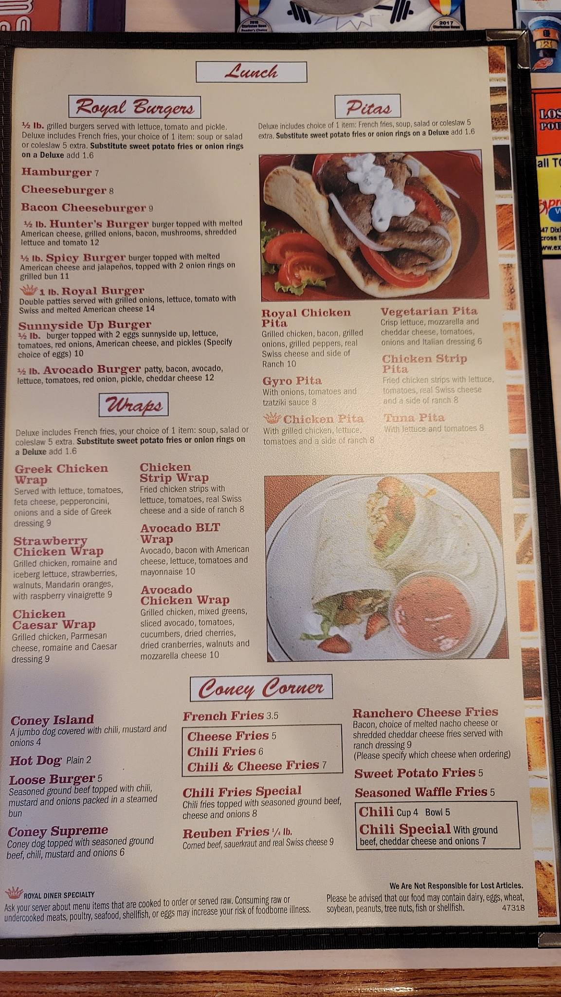 Menu at The Clarkston Royal Diner restaurant, Clarkston