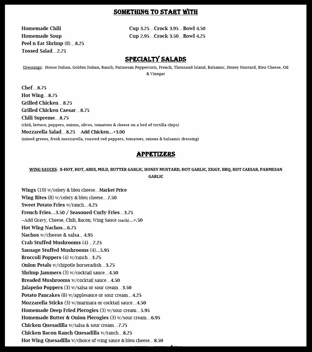 Menu at The Crossroads pub & bar, Waymart, 93 PA-296