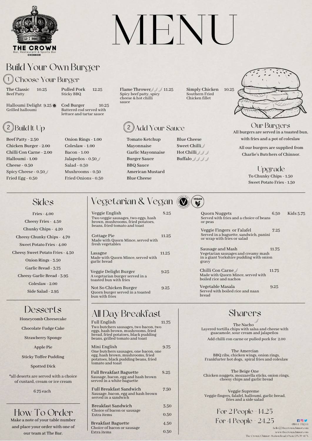 Menu at The Crown pub & bar, Chinnor