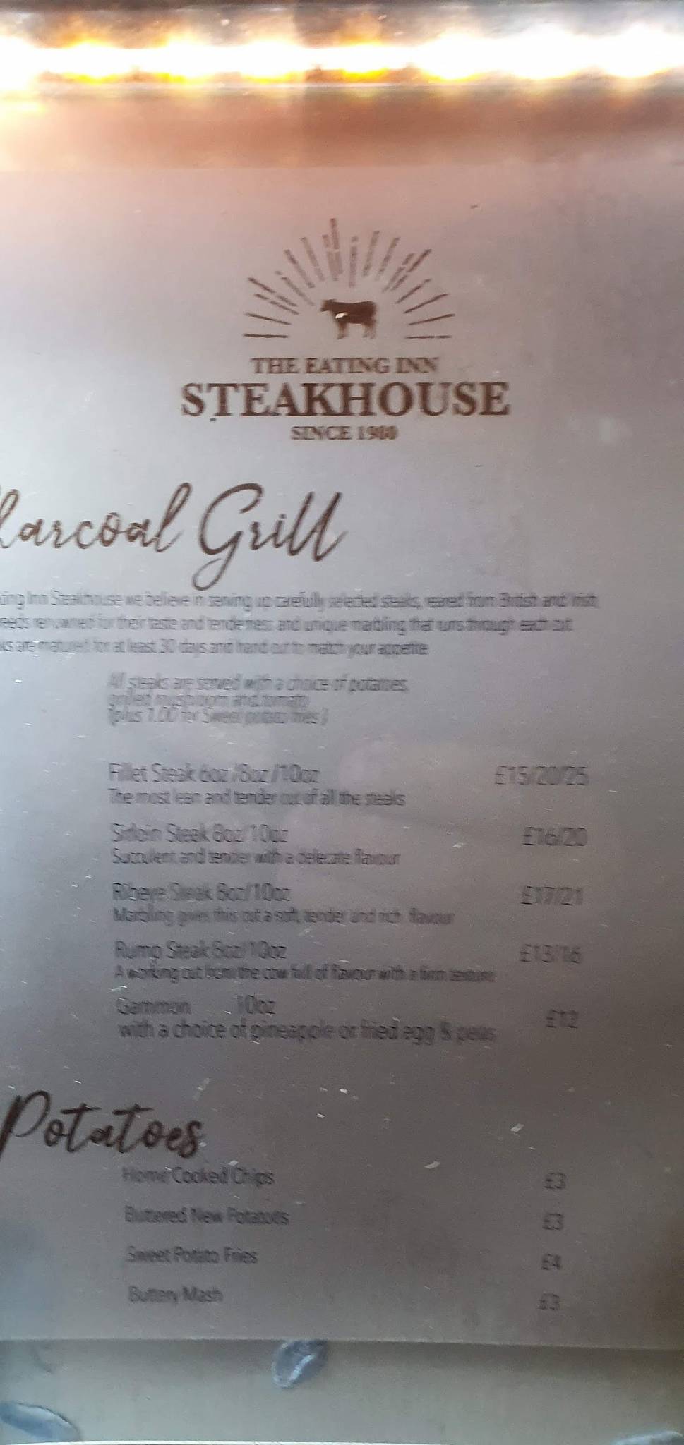 Menu at The Eating Inn pub & bar, Blackpool, The Eating Inn