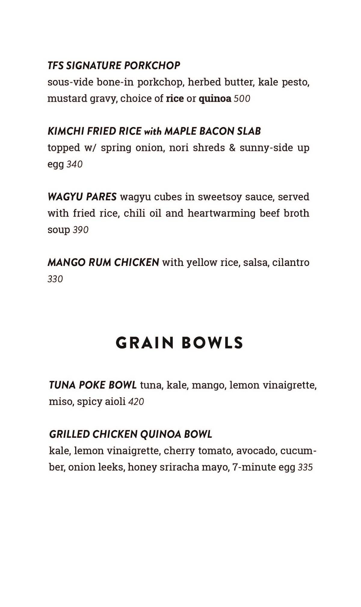 Menu at The Fat Seed Cafe + Roastery, Makati