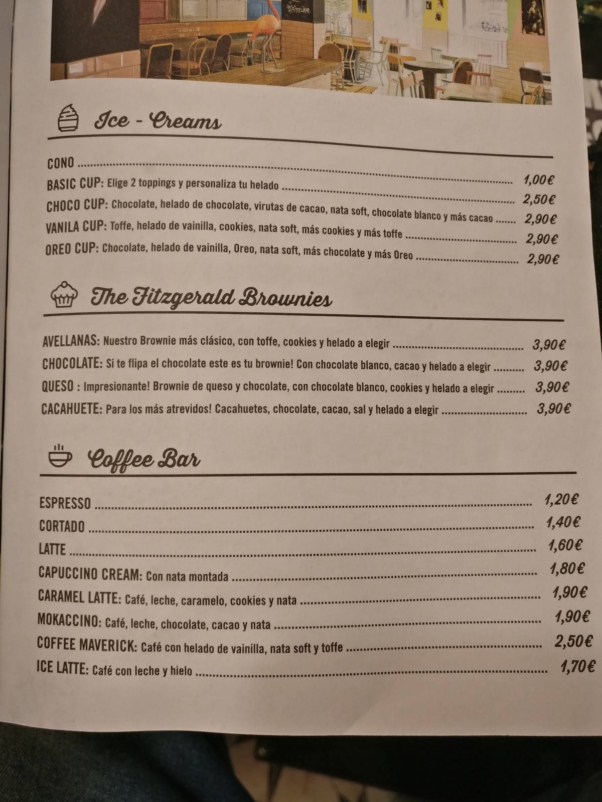 Carta del restaurante The Fitzgerald, Gandia