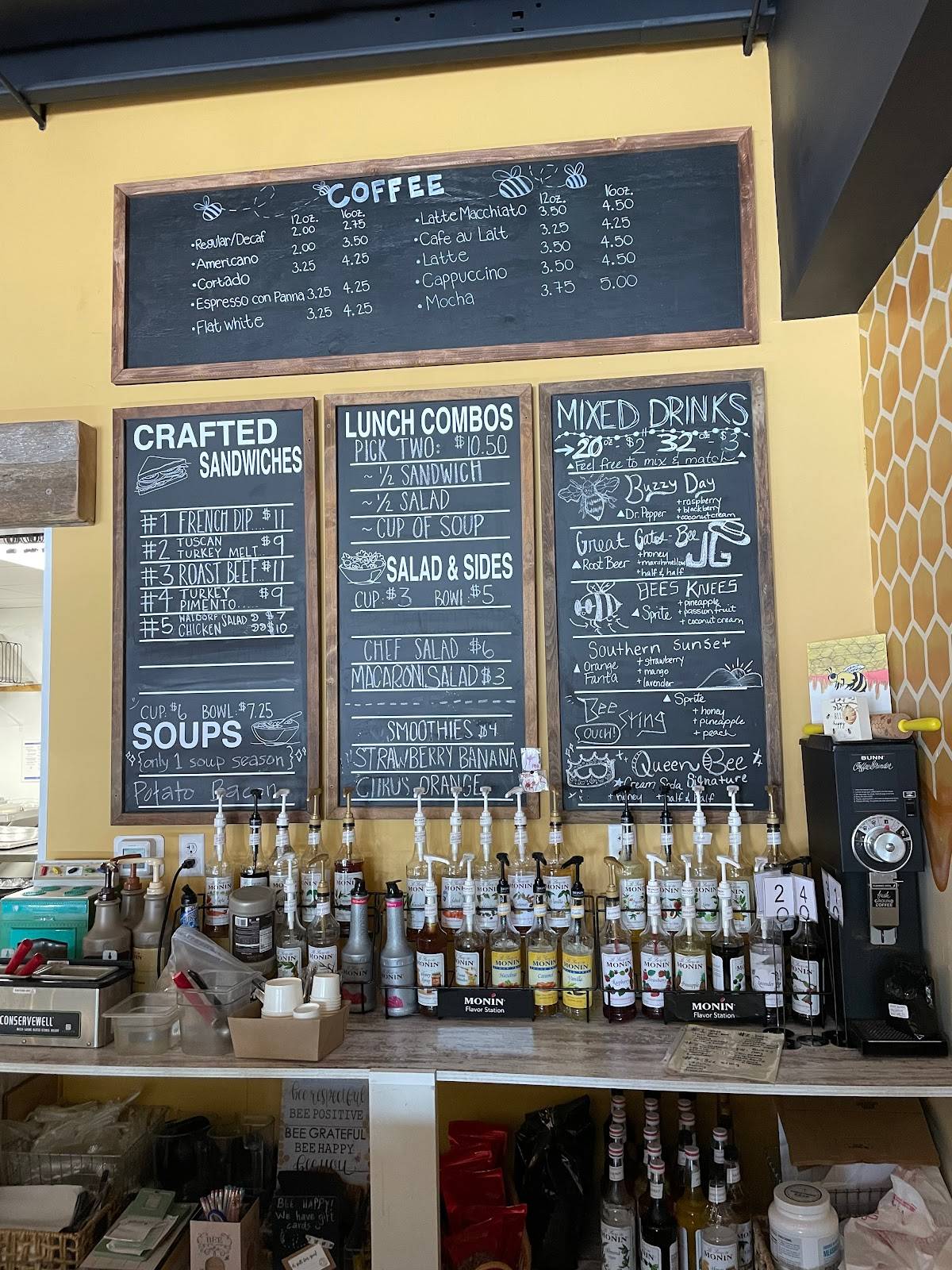 Menu at The Hive cafe, Willard