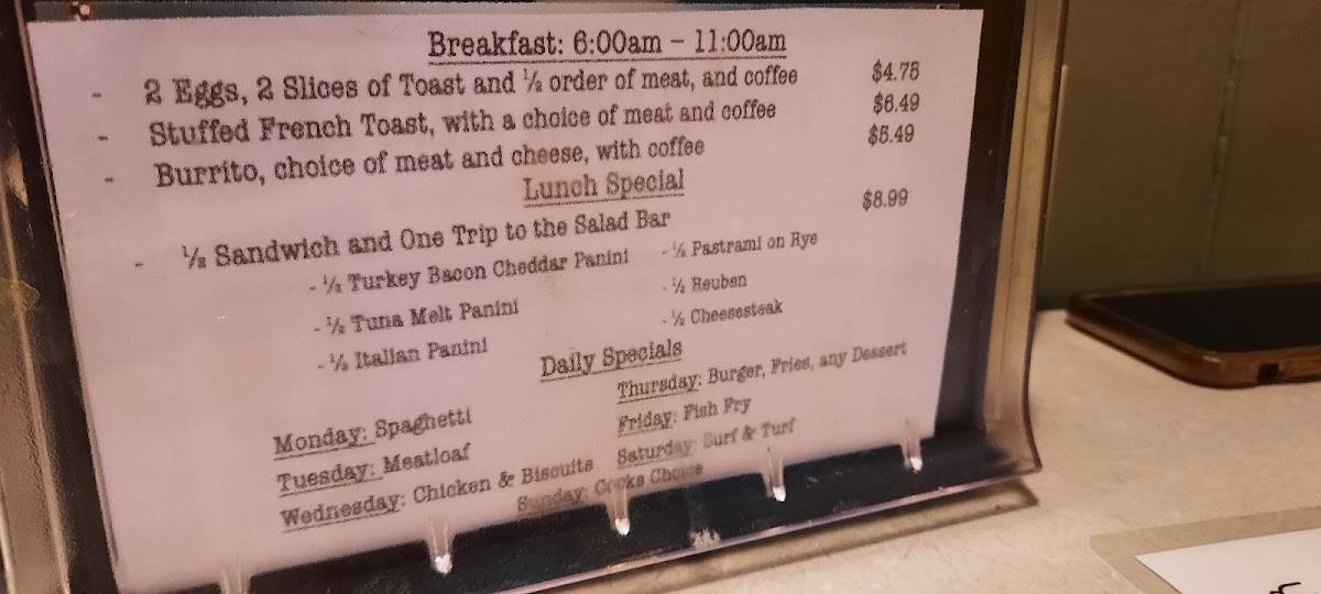 Menu at The Little Red Diner restaurant, Port Allegany