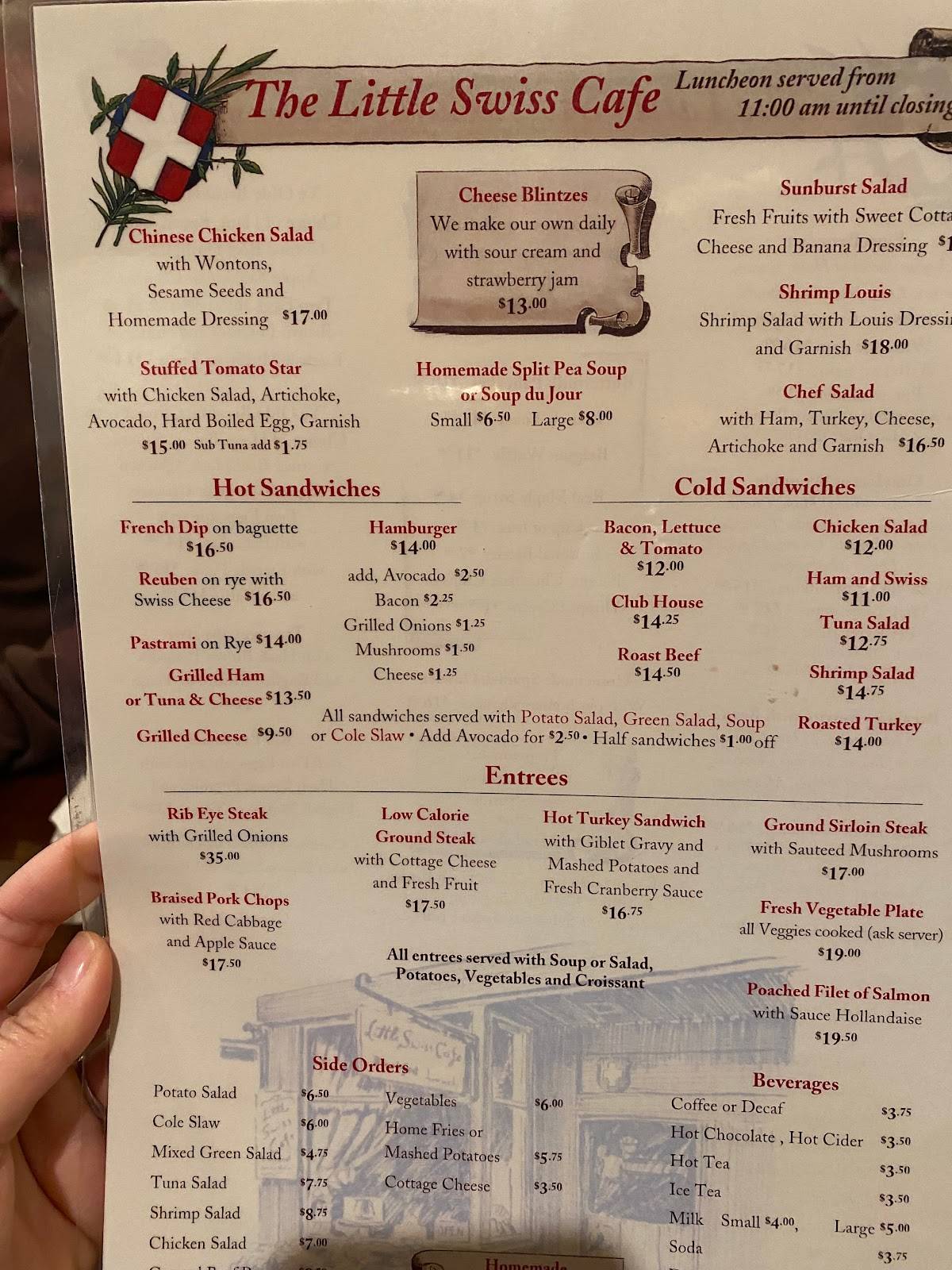 Menu at The Little Swiss Café cafe, Carmel-by-the-Sea