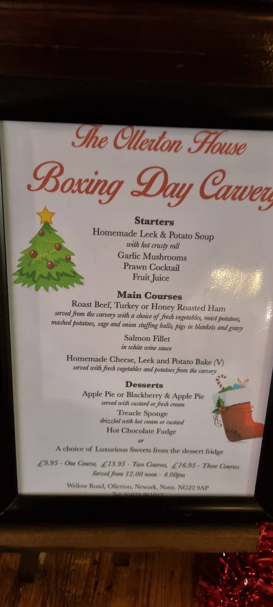 Menu at The Ollerton House pub & bar, Ollerton and Boughton