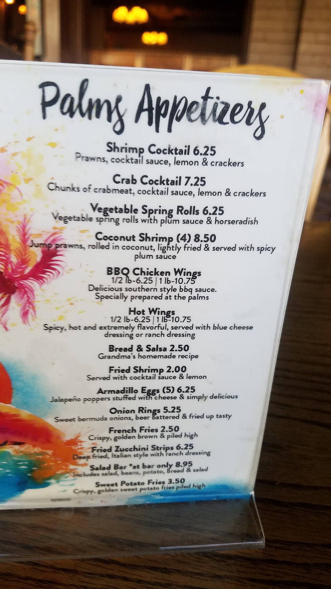 Menu at The Palms pub & bar, Carpinteria