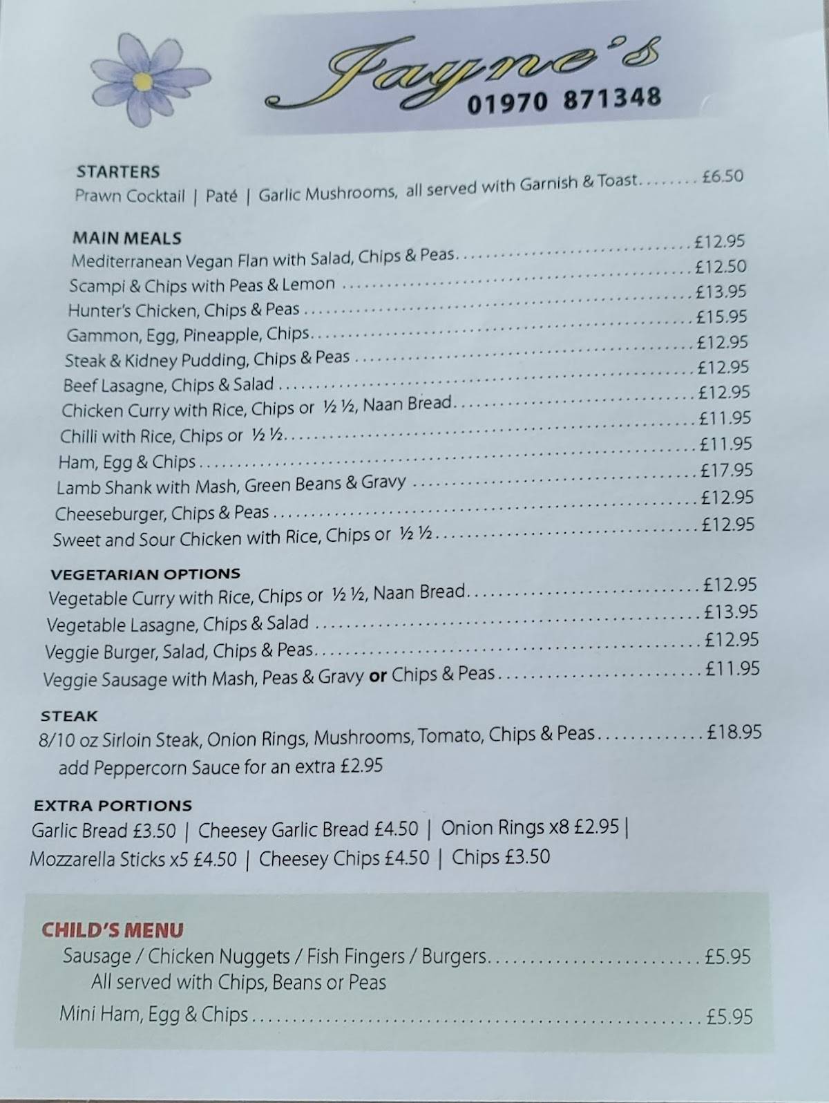 Menu at The Railway Inn pub & bar, Borth