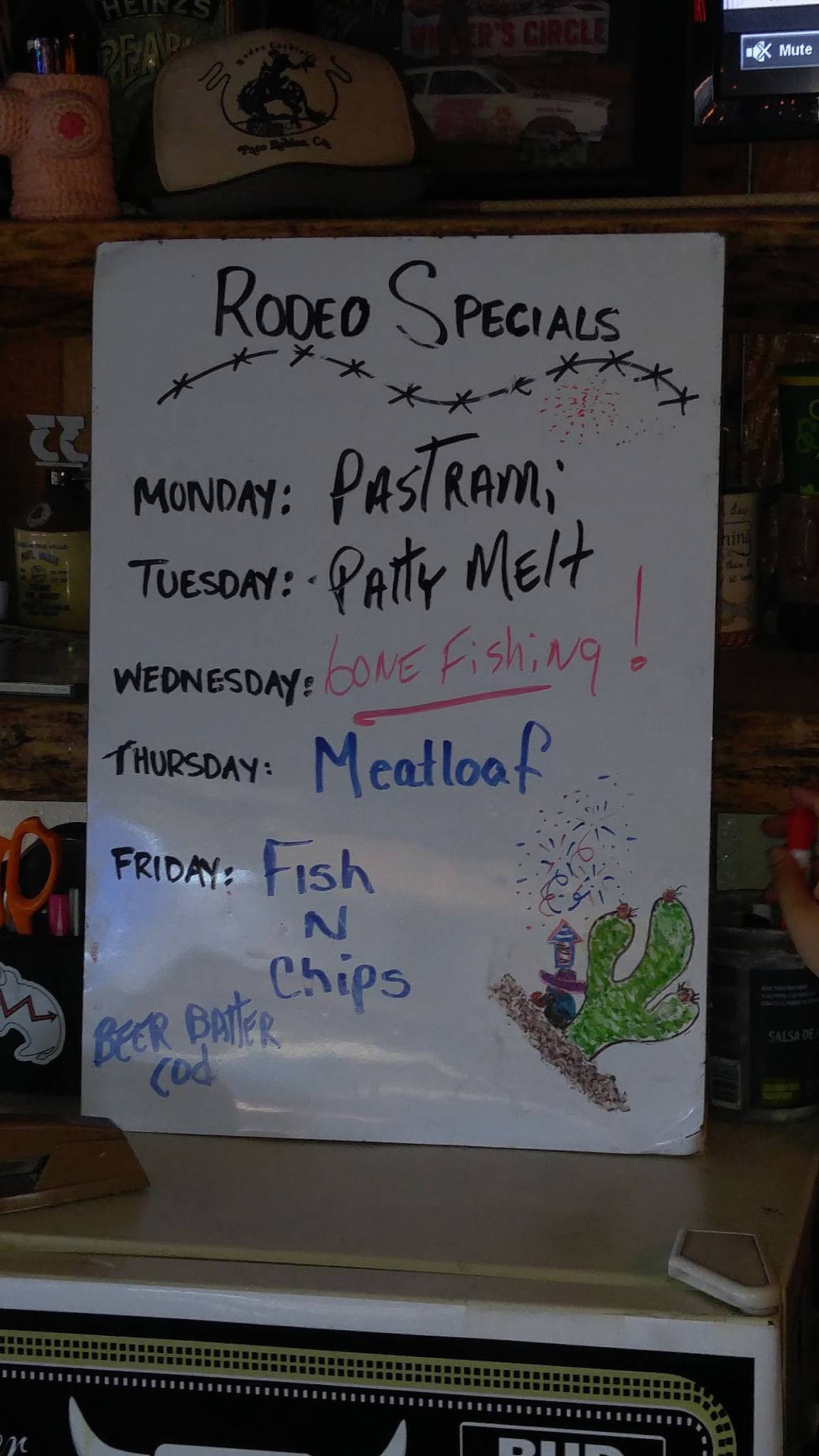Menu at The Rodeo Bar, Paso Robles