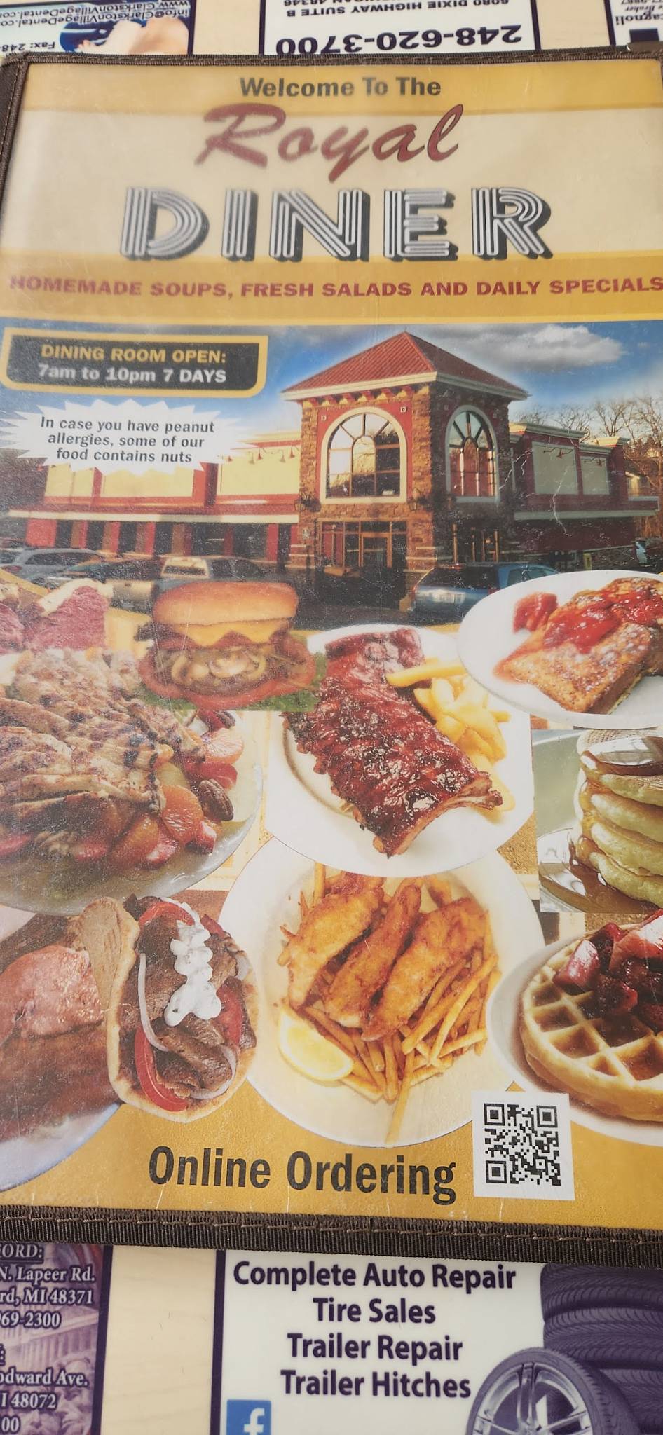 Menu at The Clarkston Royal Diner restaurant, Clarkston