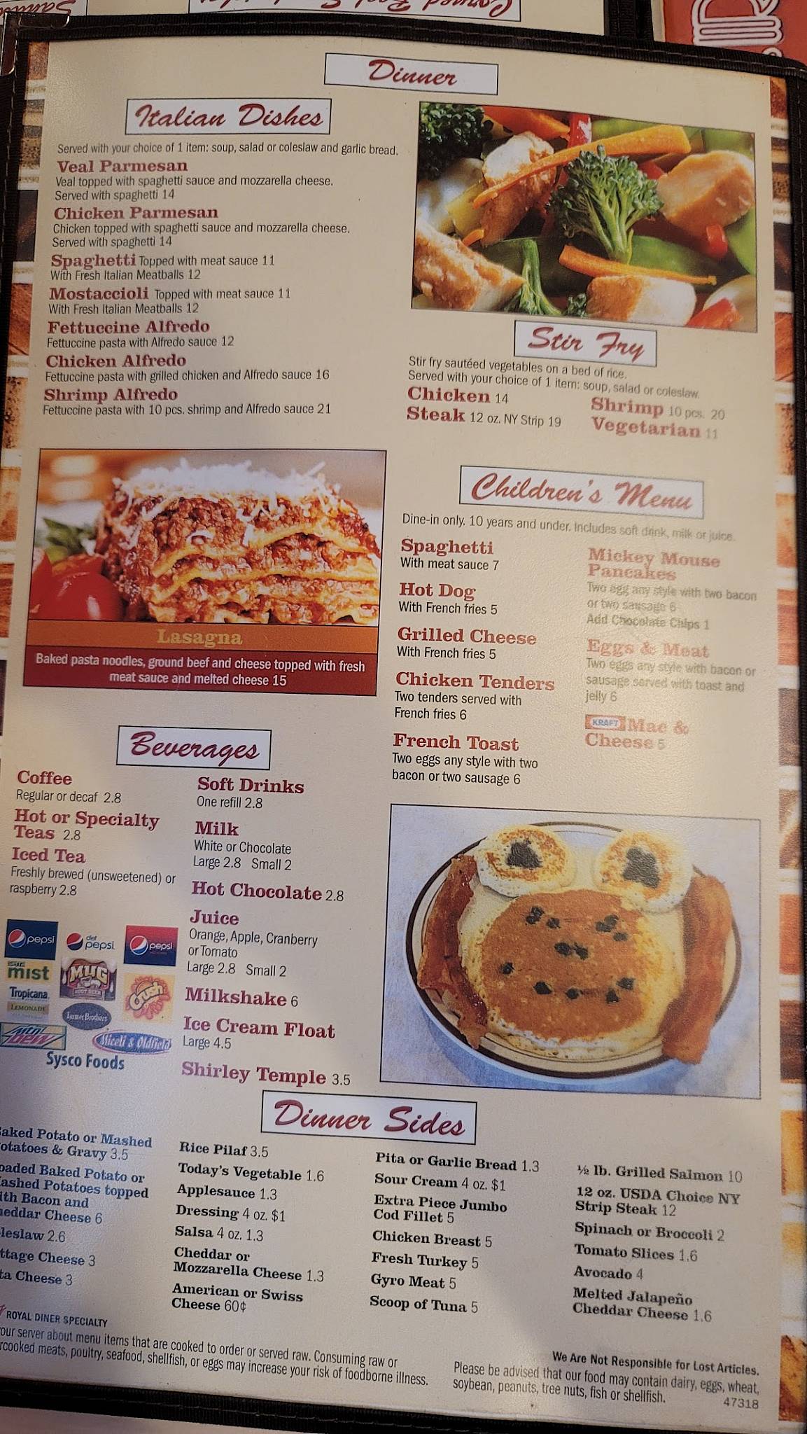 Menu at The Clarkston Royal Diner restaurant, Clarkston