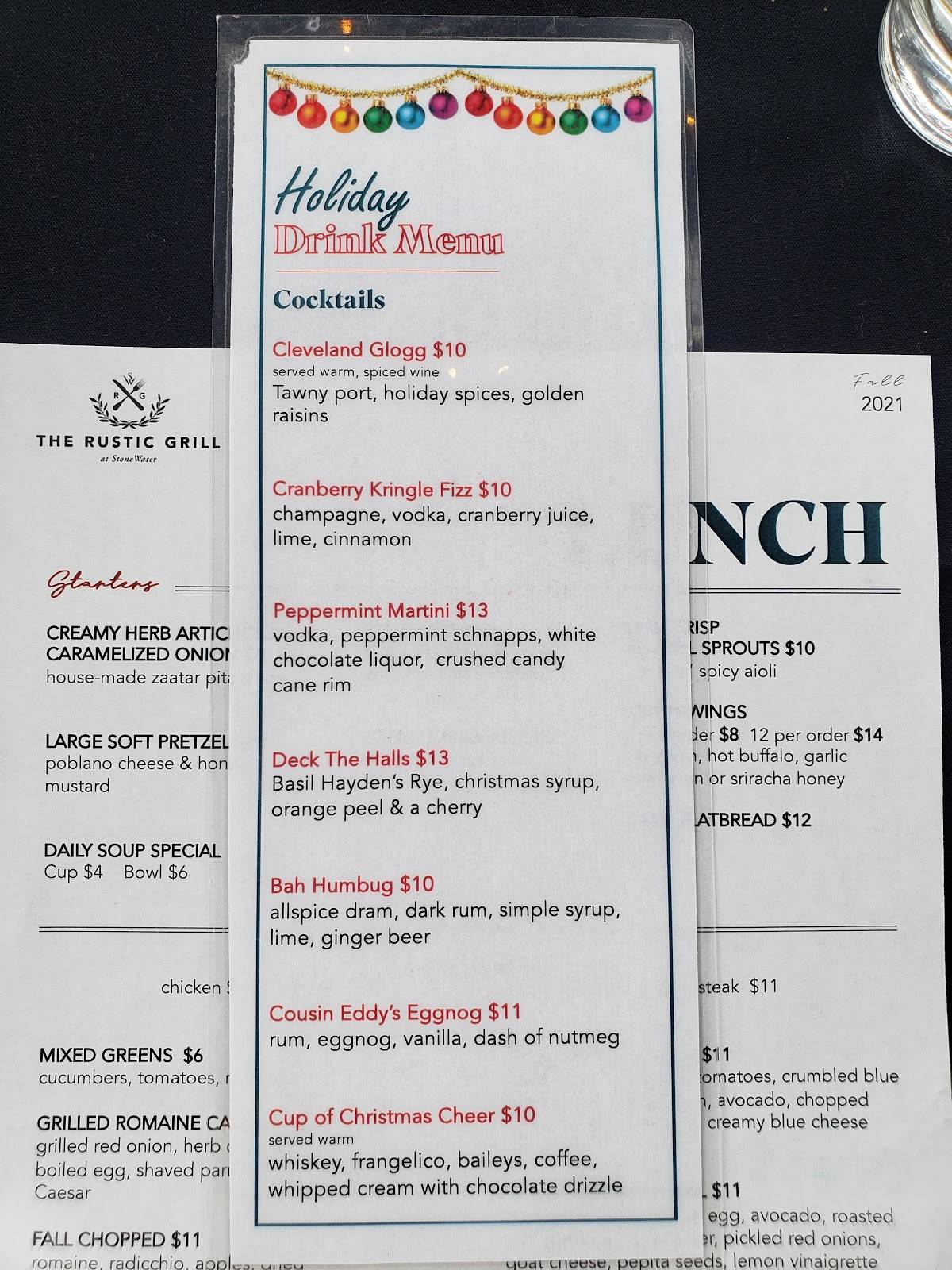 Menu at The Rustic Grill at StoneWater pub & bar, Highland Heights