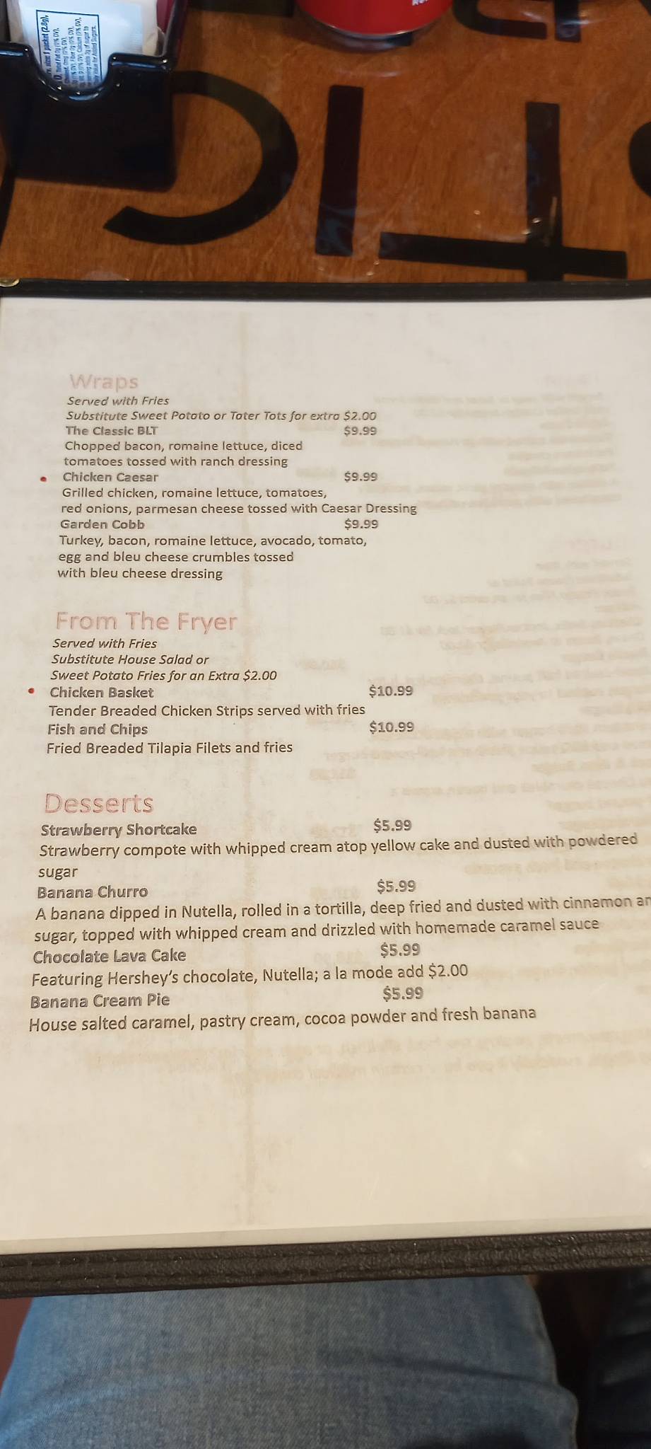 Menu at The Rustic Table restaurant, Watsonville