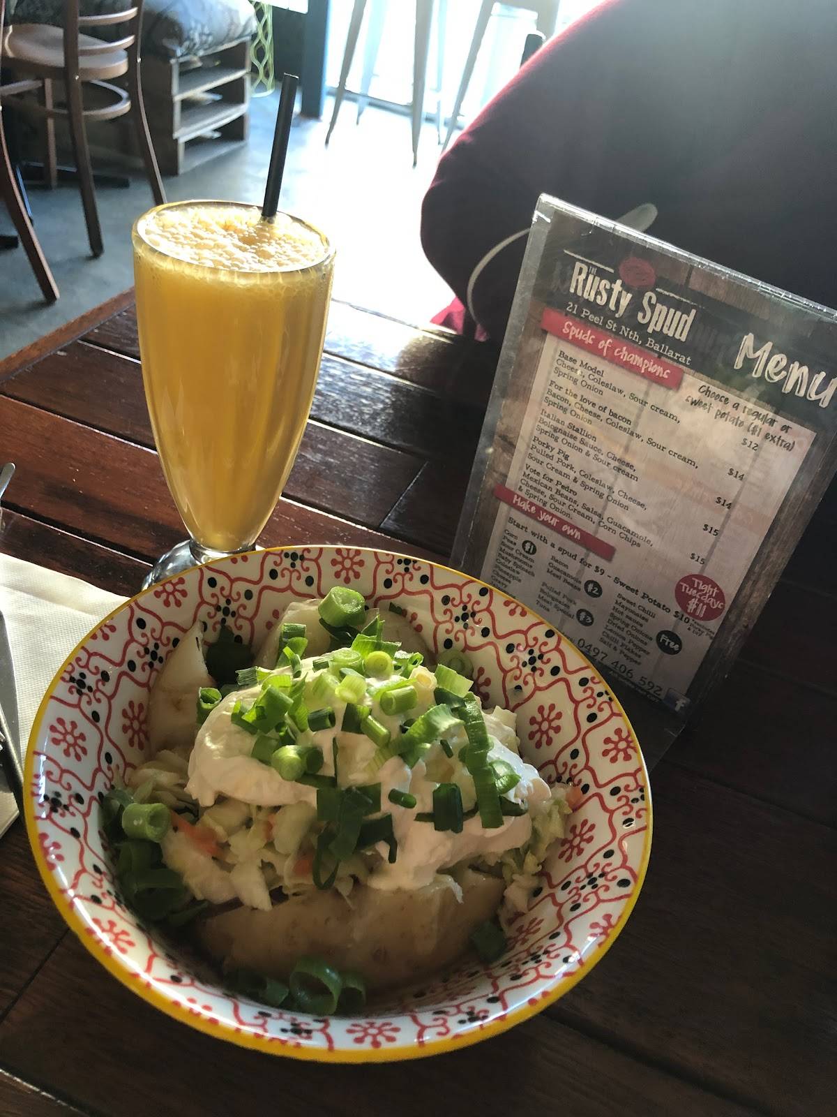 Menu at The Rusty Spud restaurant, Ballarat Central