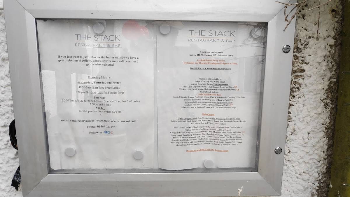 Menu at The Stack Restaurant and Bar, Newtonhill