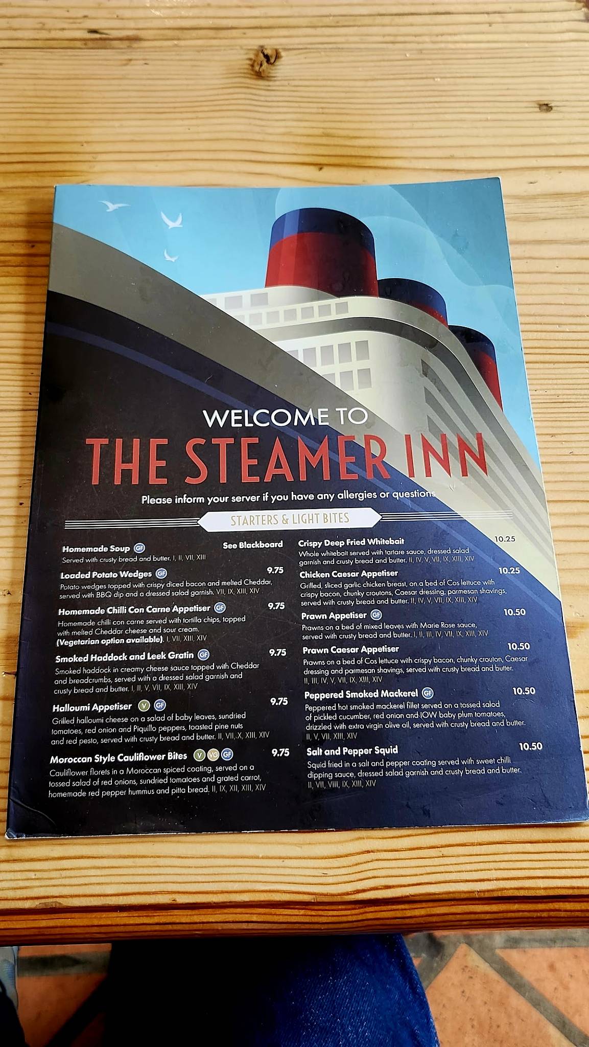 Menu at The Steamer Inn pub & bar, Shanklin