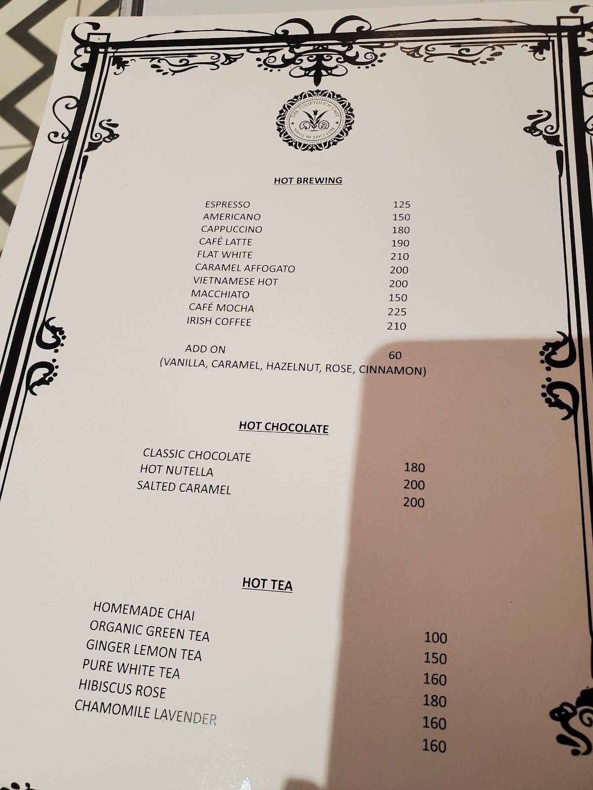 Menu at The Tulip Touch Café - Best café in town, Vadodara