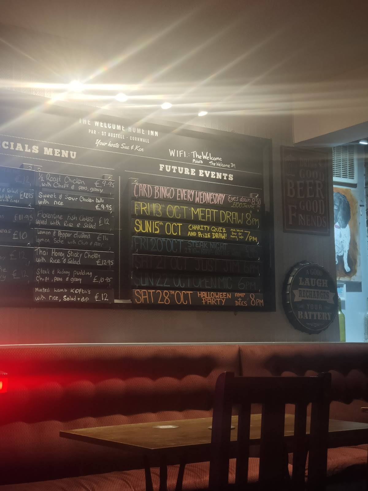Menu at The Welcome Home Inn pub & bar, Par