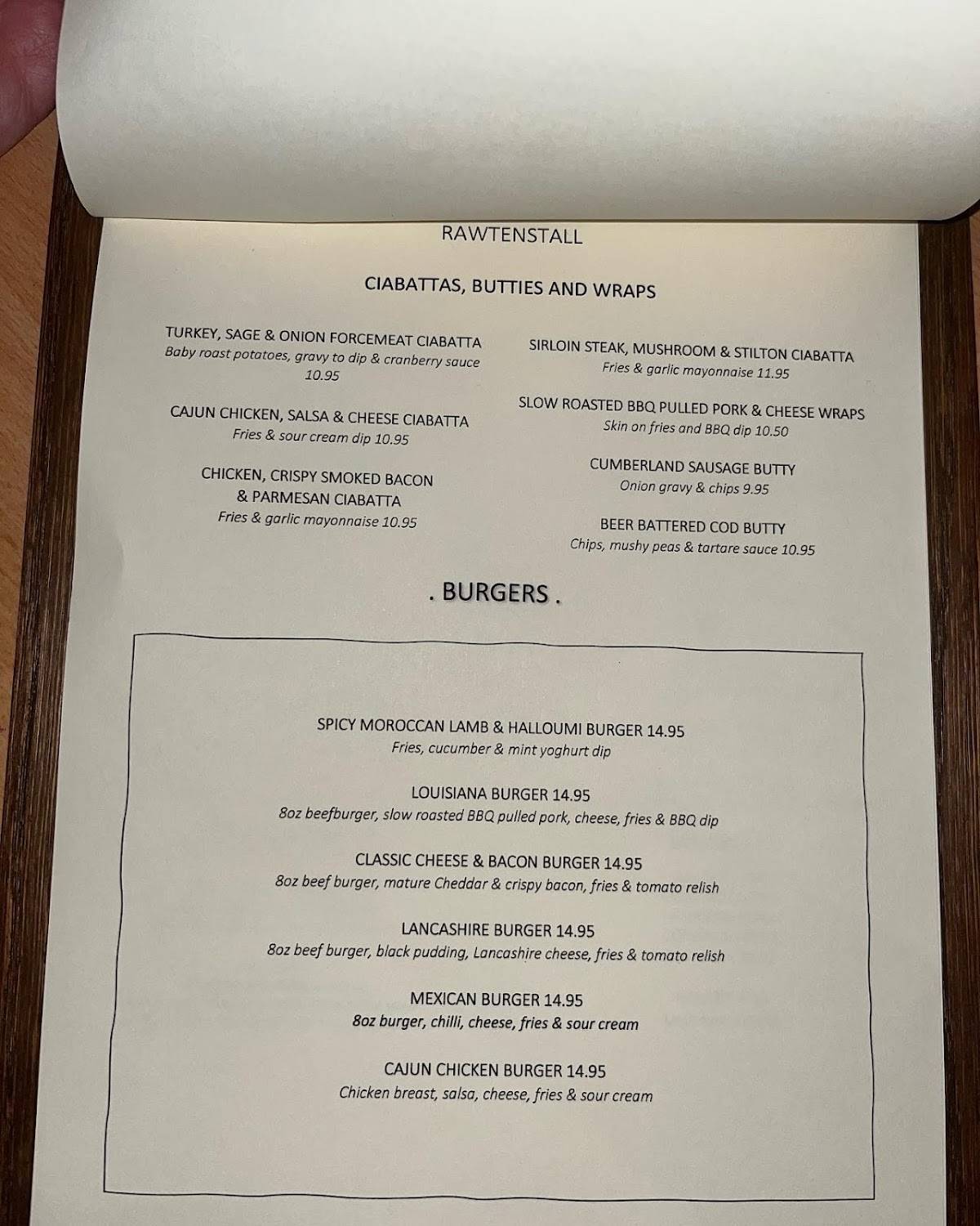 Menu at The Whitchaff Inn pub & bar, Rawtenstall