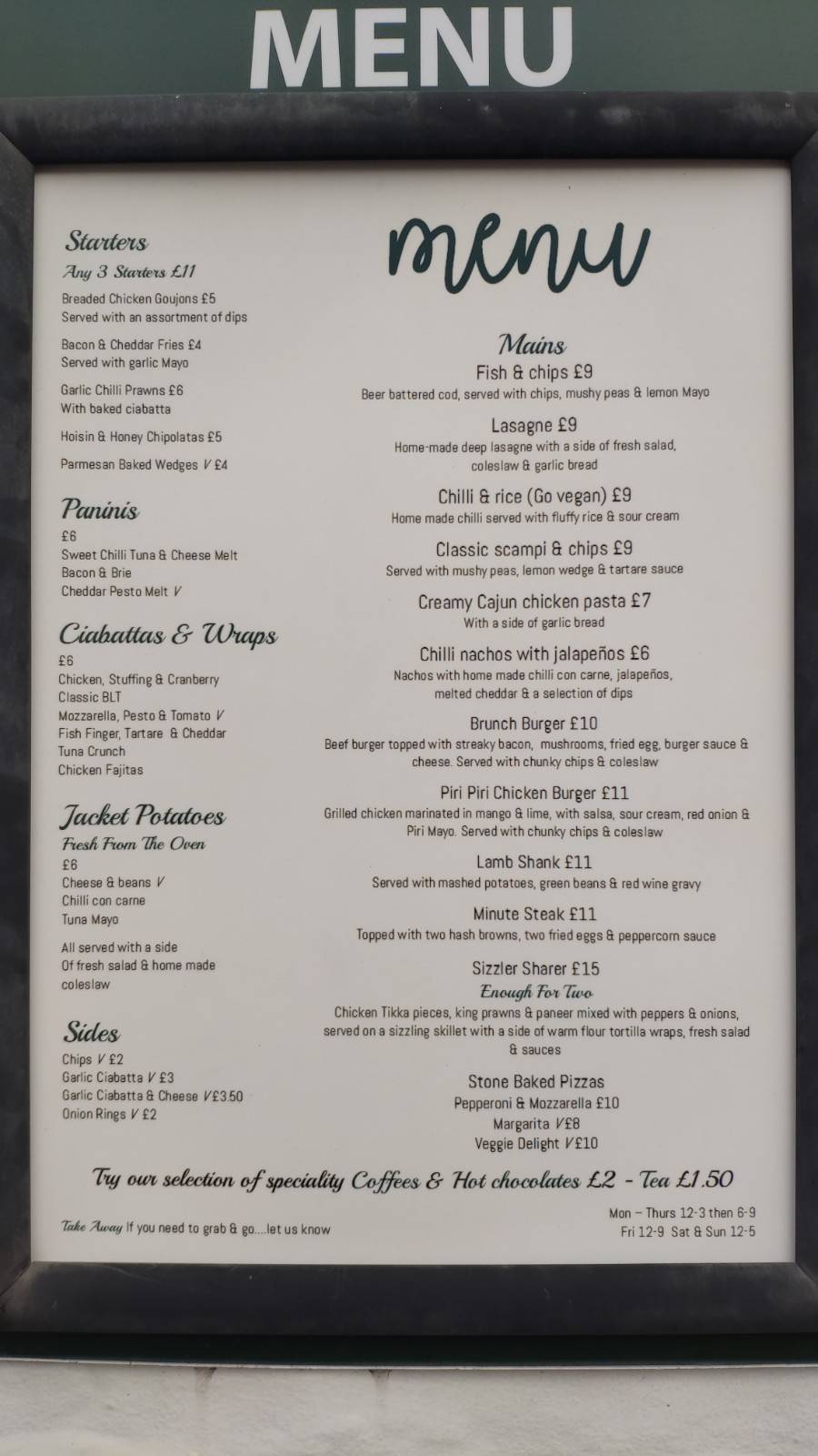 Menu at The White Swan Inn pub & bar, Dunstable