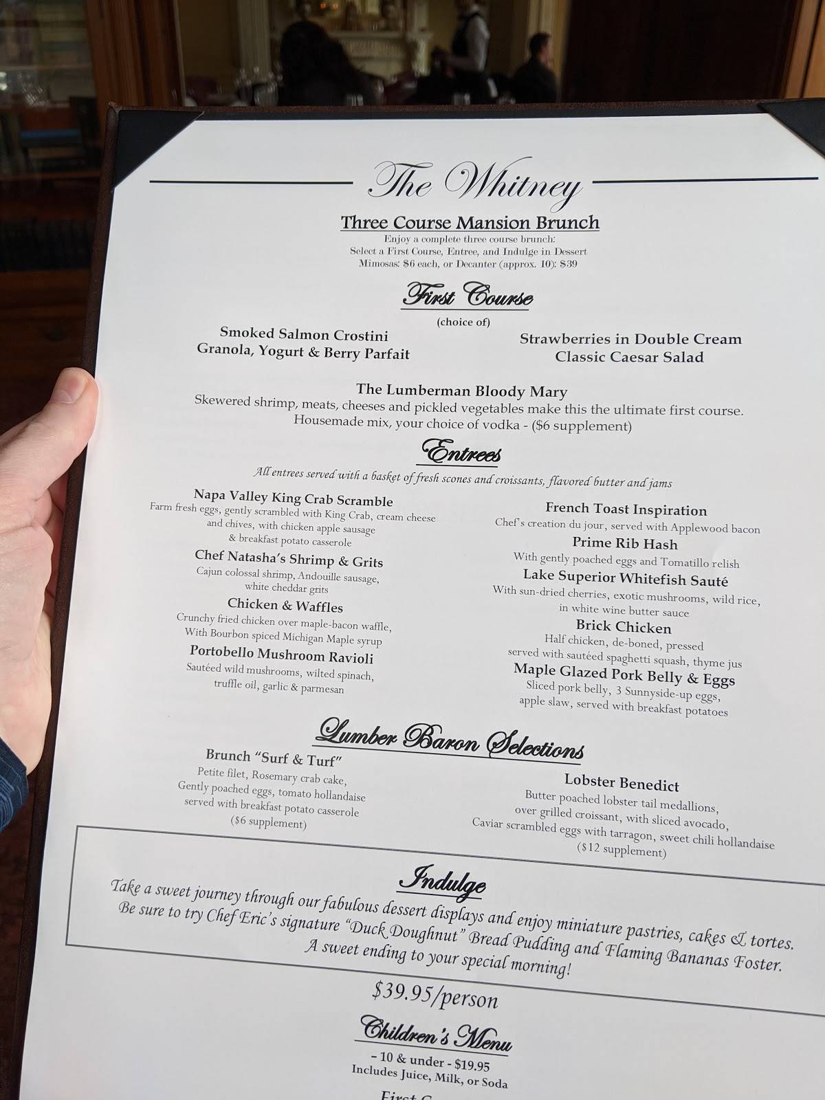 Menu at The Whitney pub & bar, Detroit