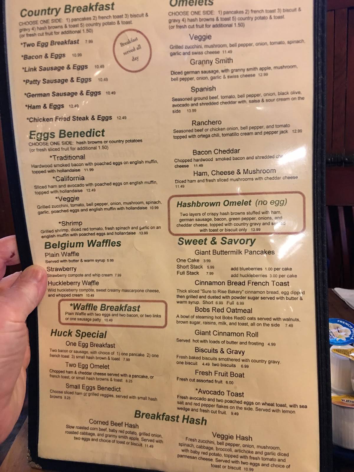 Menu at The Wild Huckleberry restaurant, Wenatchee