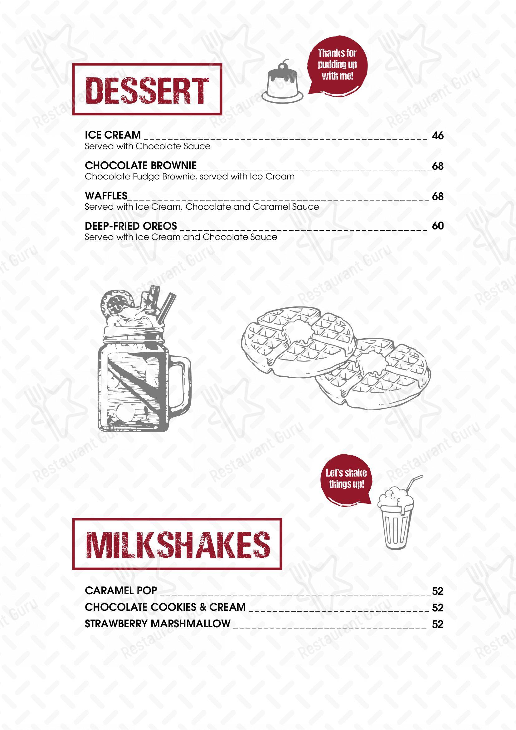 Menu at The Wolf House restaurant, Cape Town