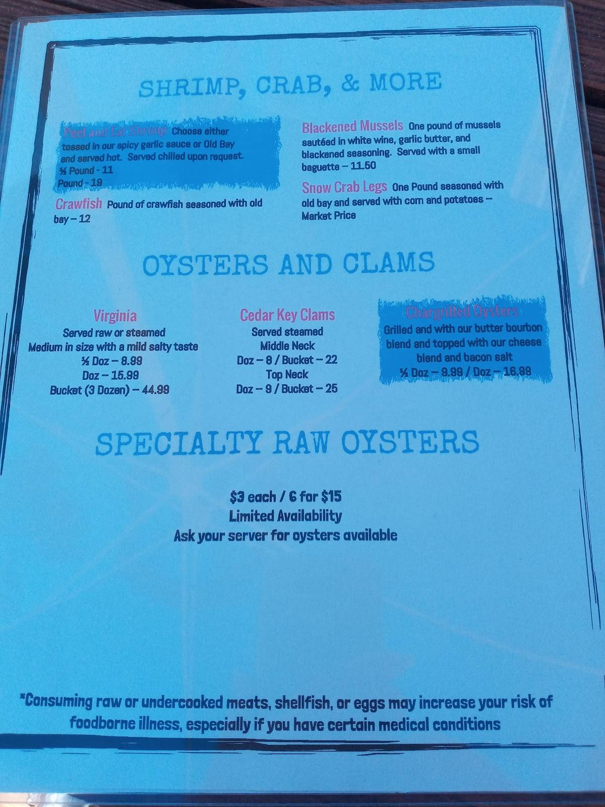 Menu at Tiki West Raw Bar and Grill, Tavares