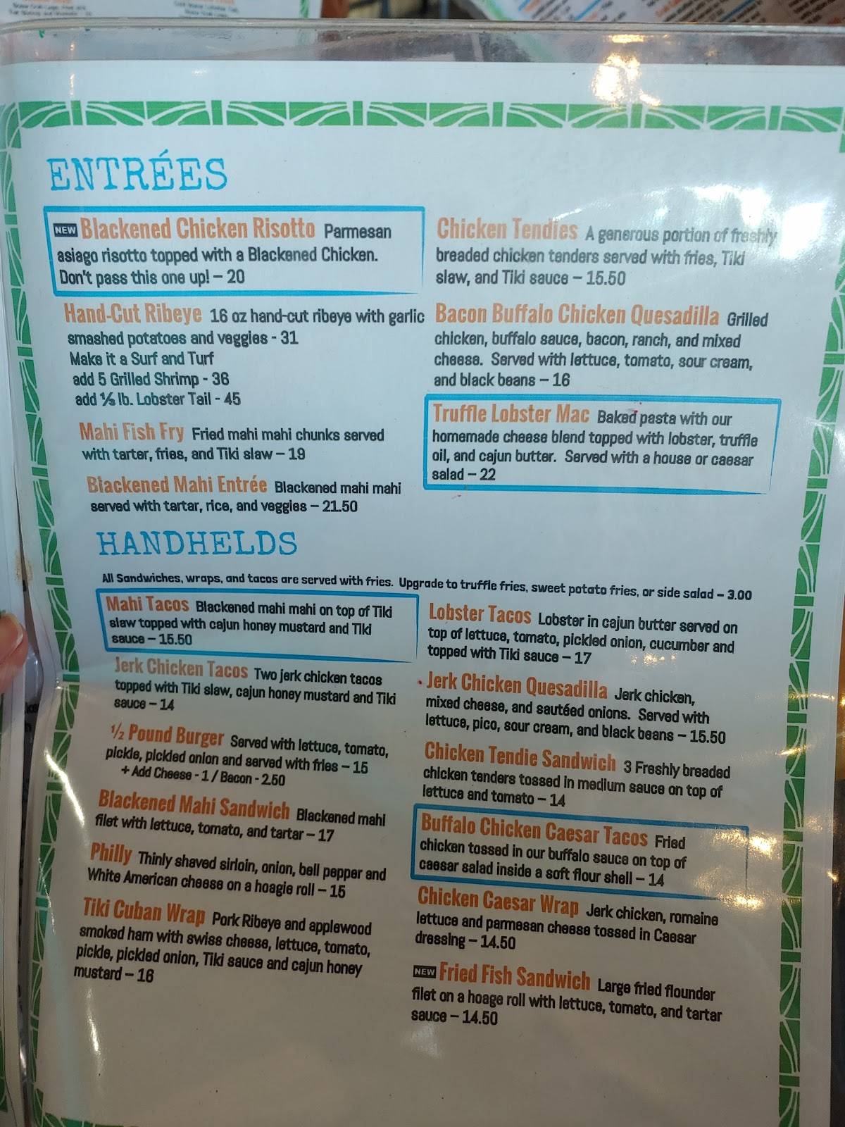 Menu at Tiki West Raw Bar and Grill, Tavares