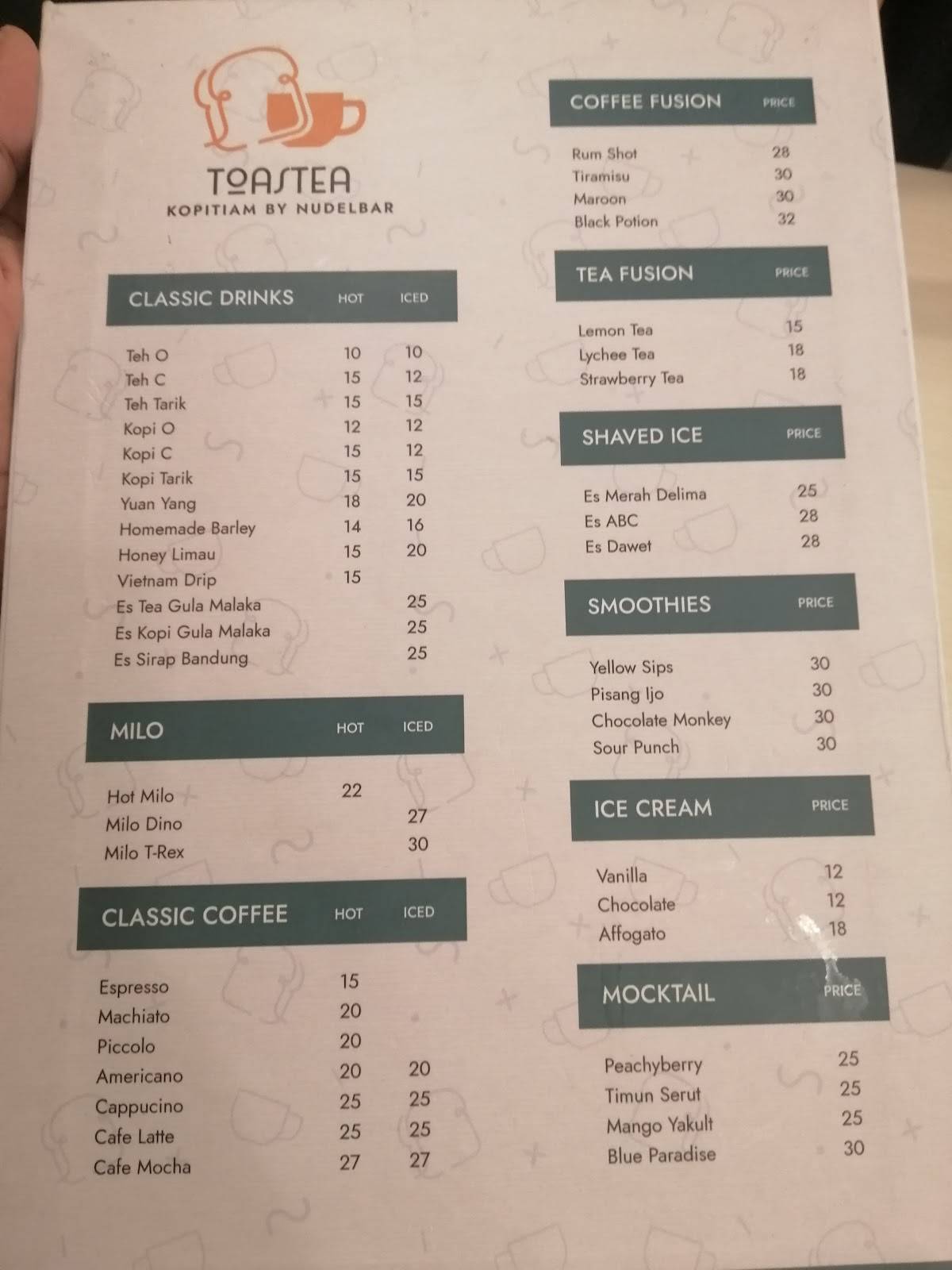 Menu at ToasTea, Semarang