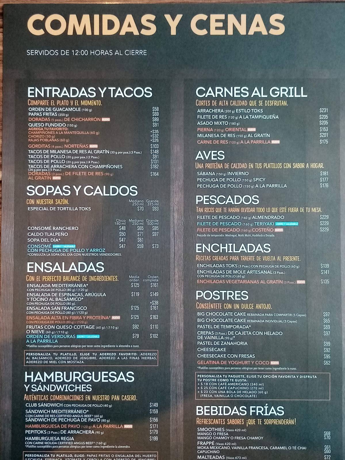 Carta del restaurante Toks Pilares, Ciudad del México, C. J. Enrique ...
