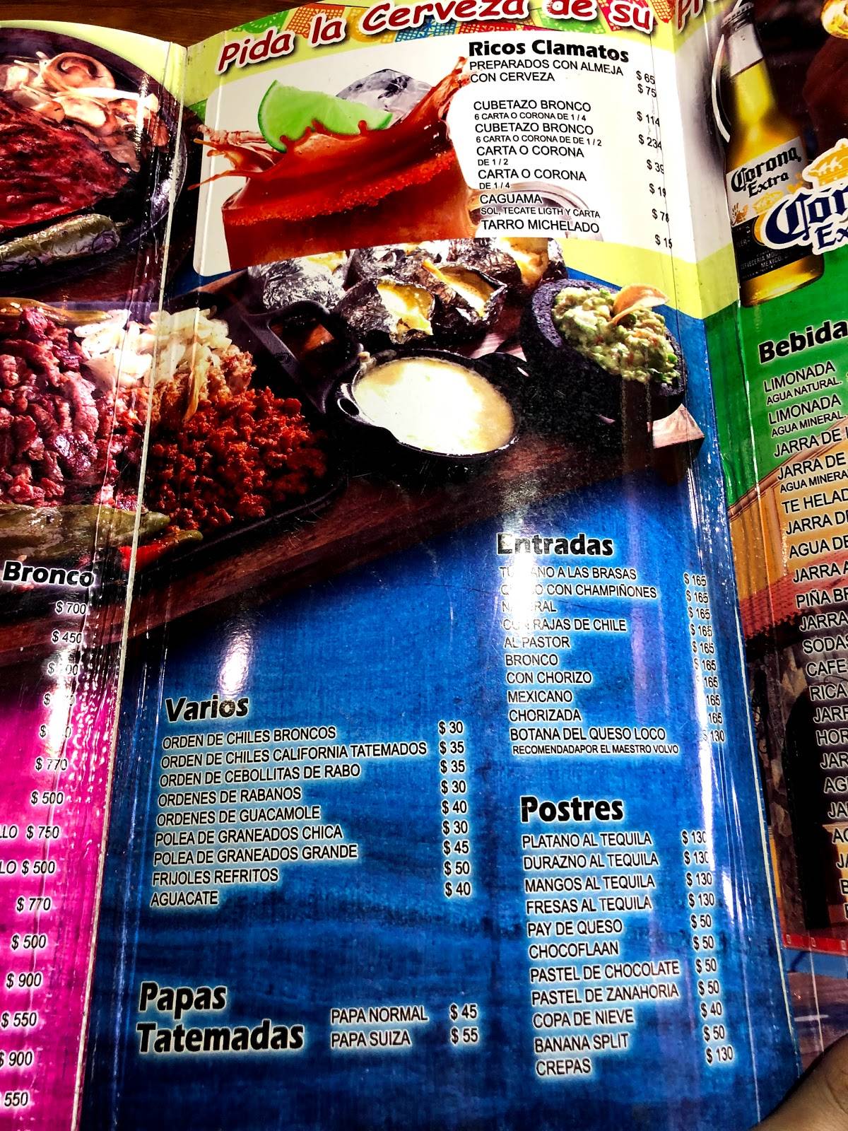 Carta del restaurante Toro Bronco Real, Ciudad Juarez, Av. Waterfill 427