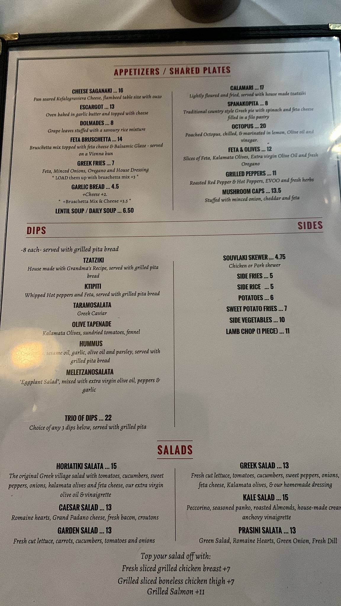 Menu at Greek Tycoon Restaurant, Whitby