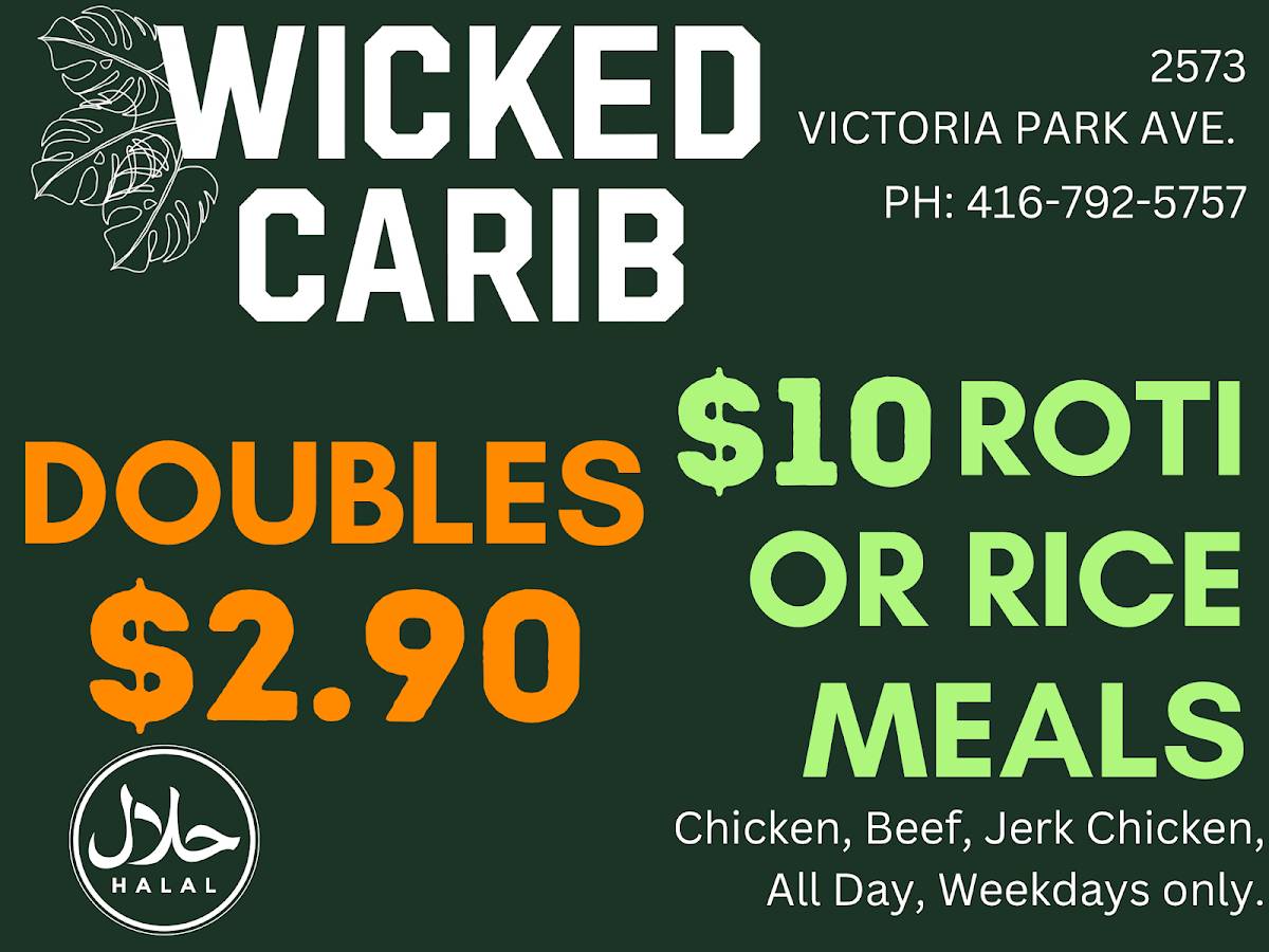 Menu at Wicked Carib, Food Culture of Trinbago restaurant, Toronto