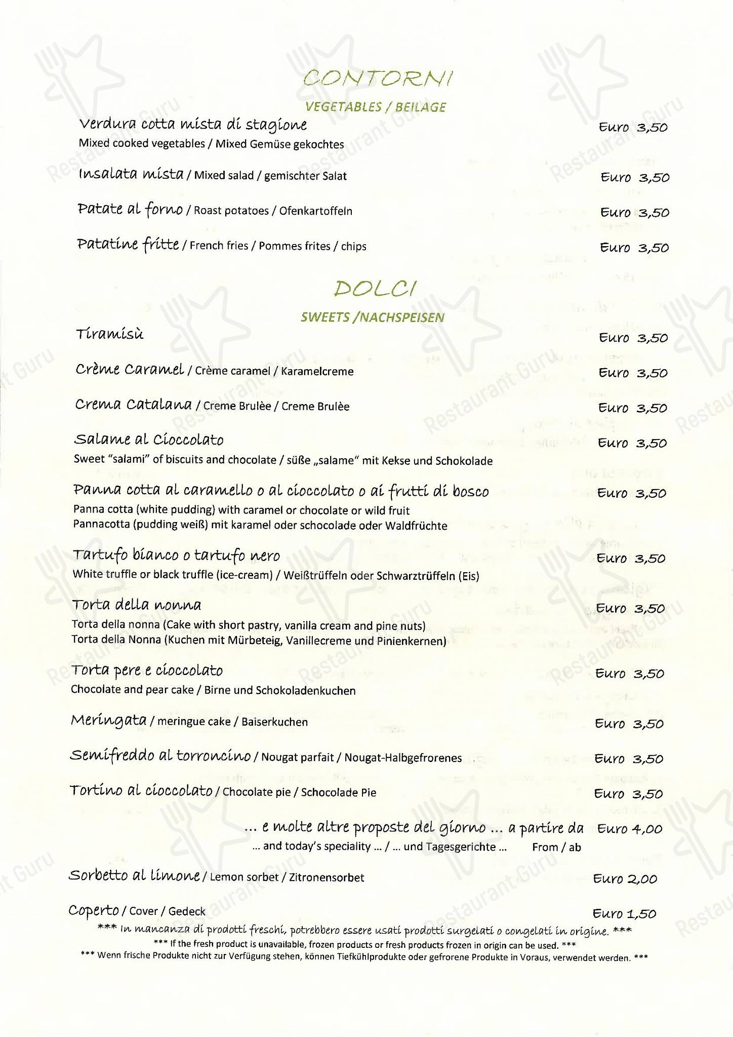 Menu da Trattoria dal Pansa ristorante, Lazise