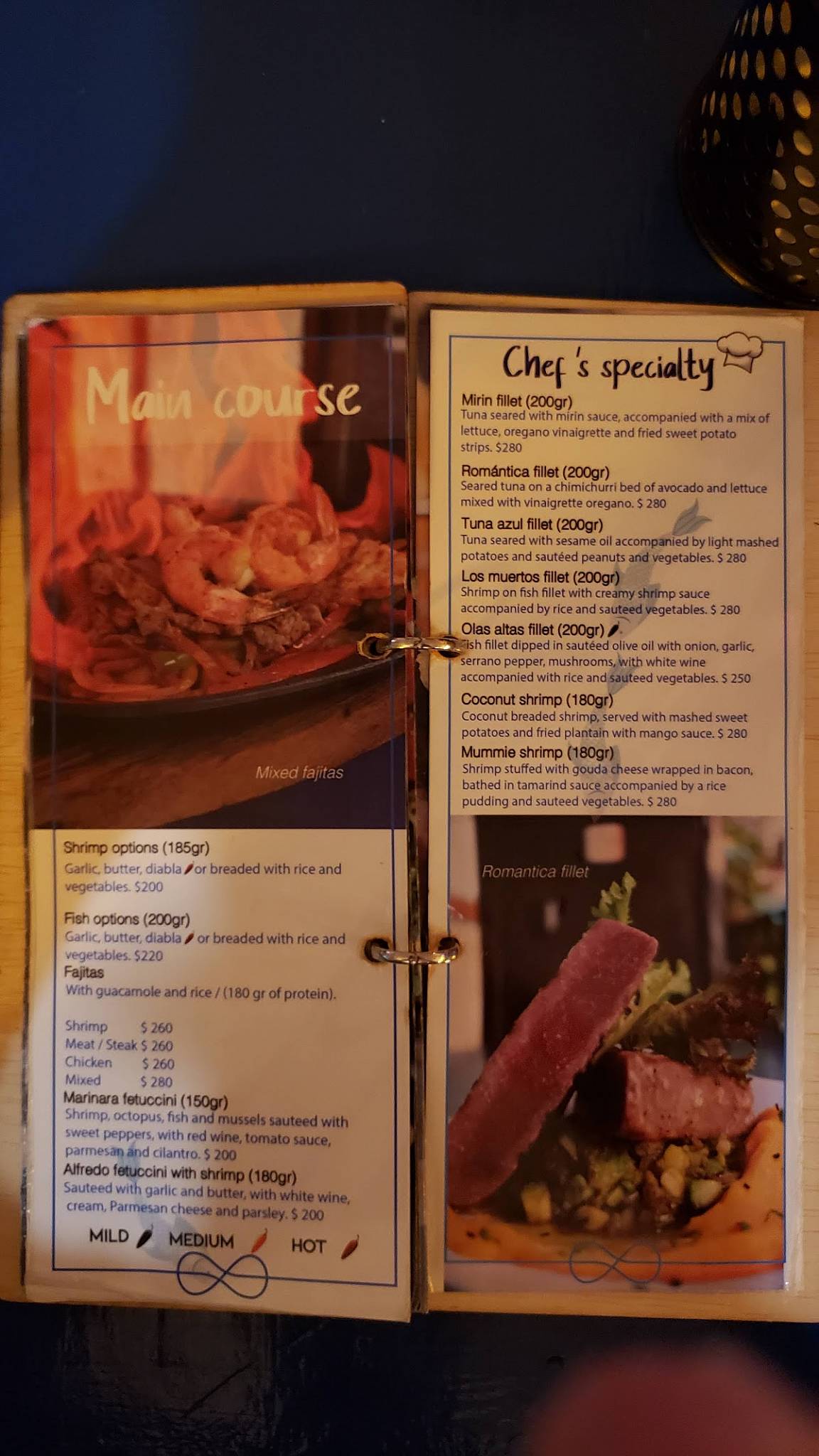 Menu at Tuna Azul Zona Romantica restaurant, Puerto Vallarta