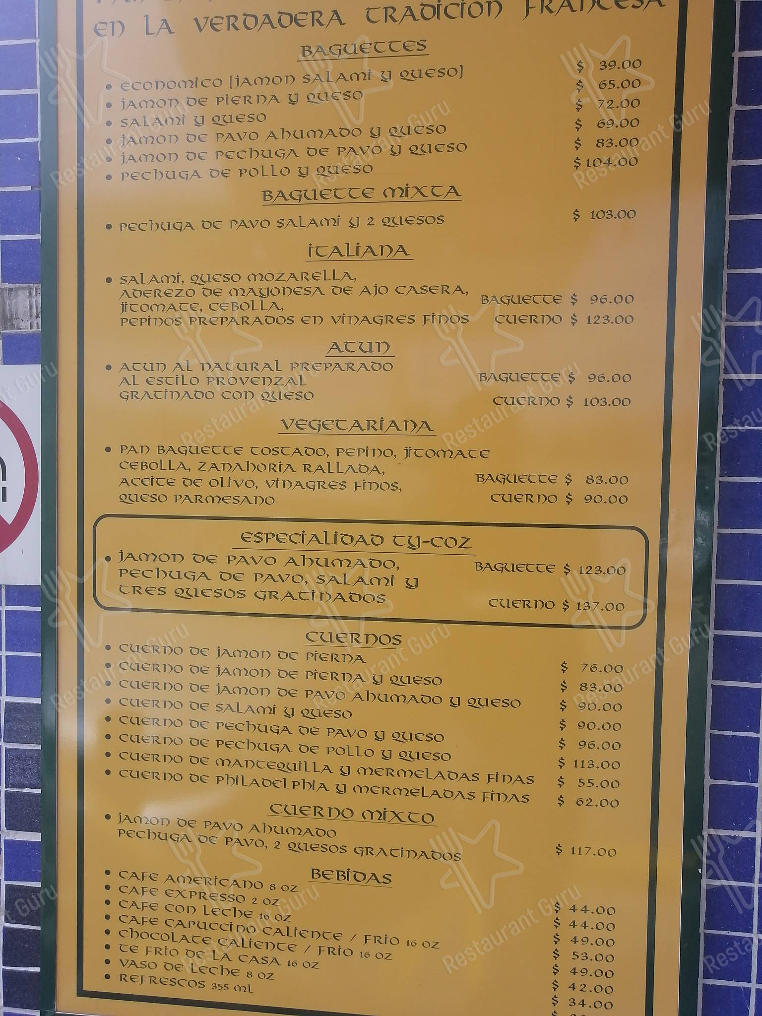 Carta del restaurante Ty-coz Expres, Cancún, Av. Las Torres 77