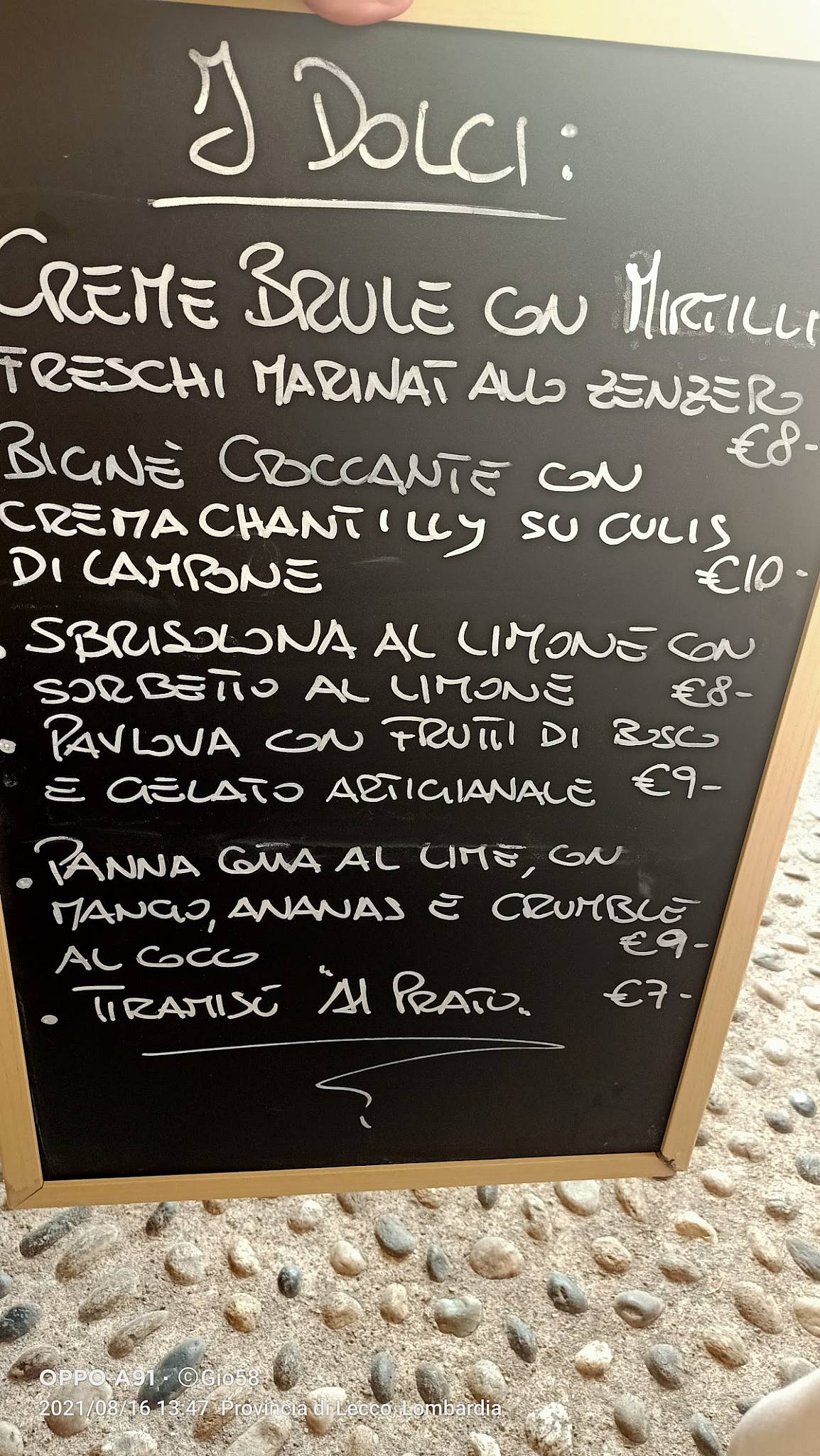 Menu at Al Prato Restaurant, Varenna