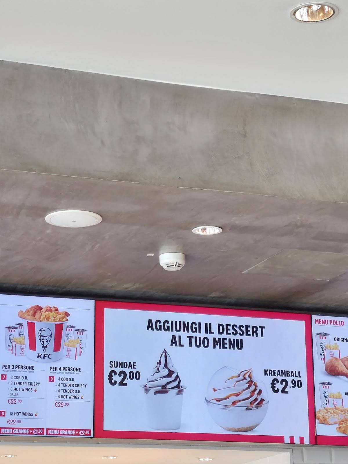 Menu da KFC fast food, Venezia, Stazione di Venezia Santa Lucia