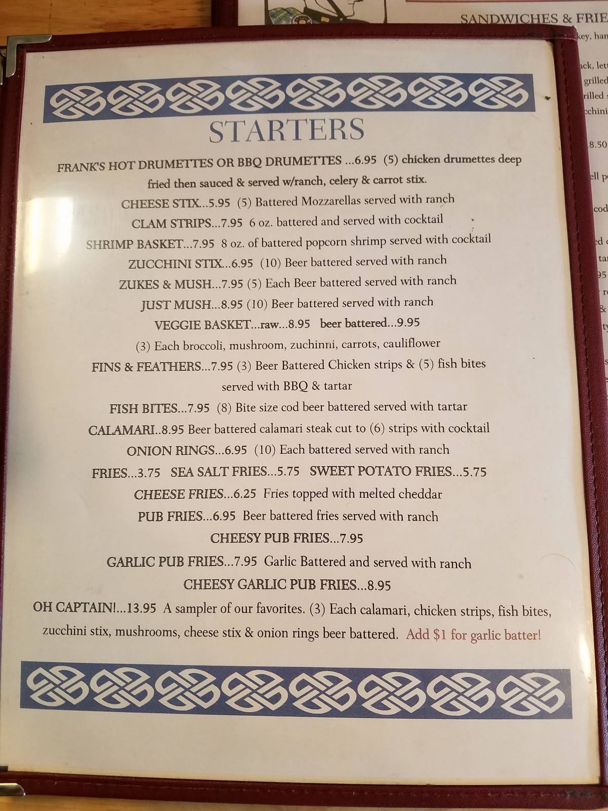 Menu at Hamilton House Pub & Restaurant, Victor