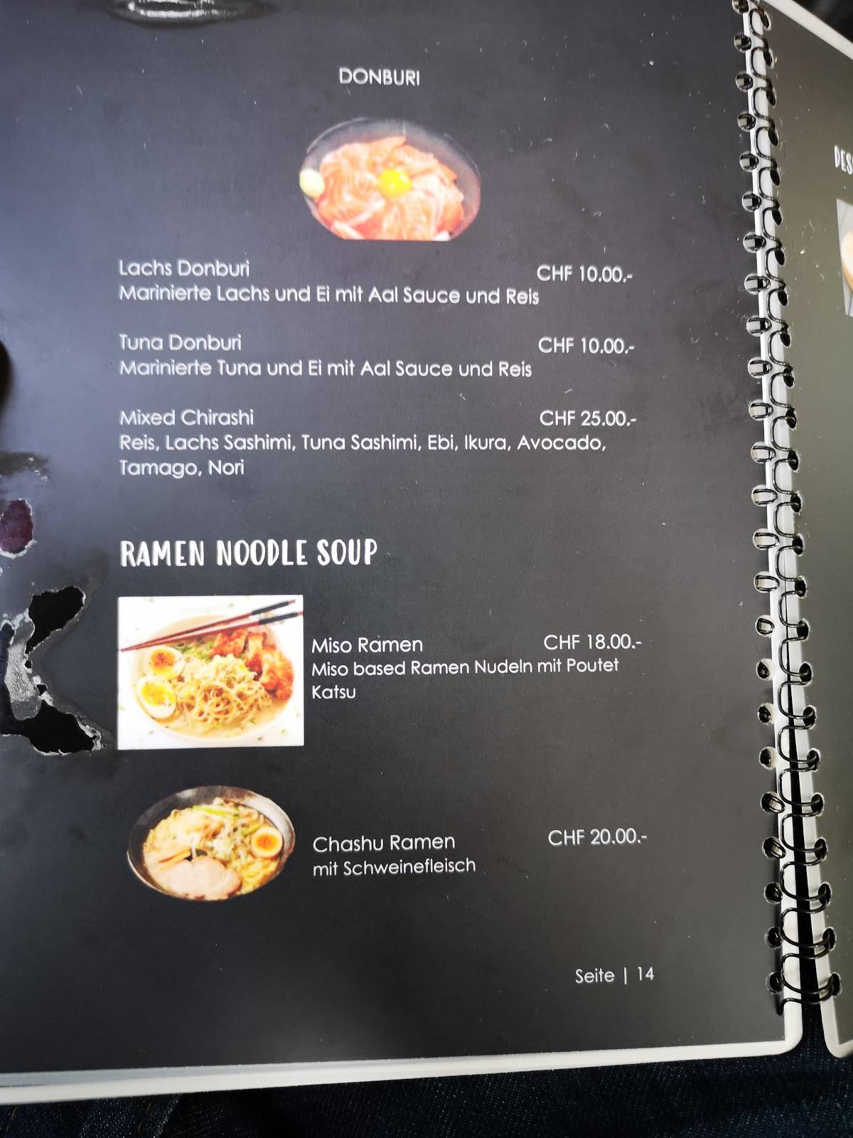 Menu da Wabi Sabi - Sushi Bar, Olten